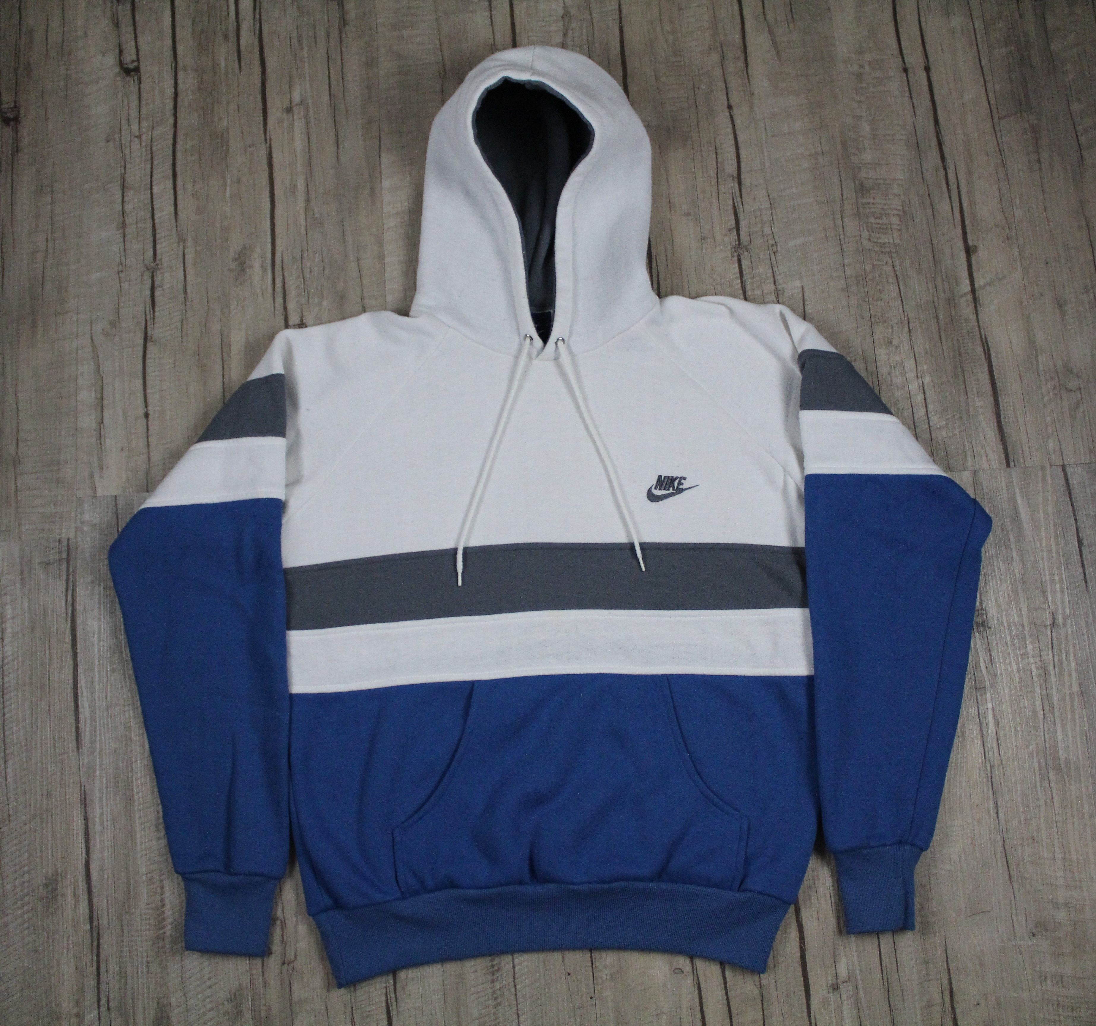 Nike Vintage 80s Nike Embroidered Small Swoosh Colorblock Hoodie | Grailed