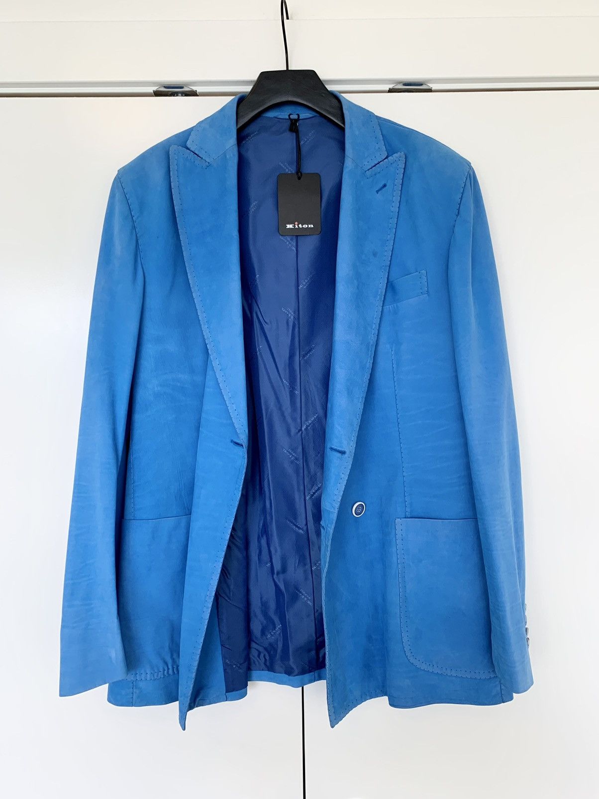 Kiton $9950 Kiton blue matte nubuck leather jacket | Grailed