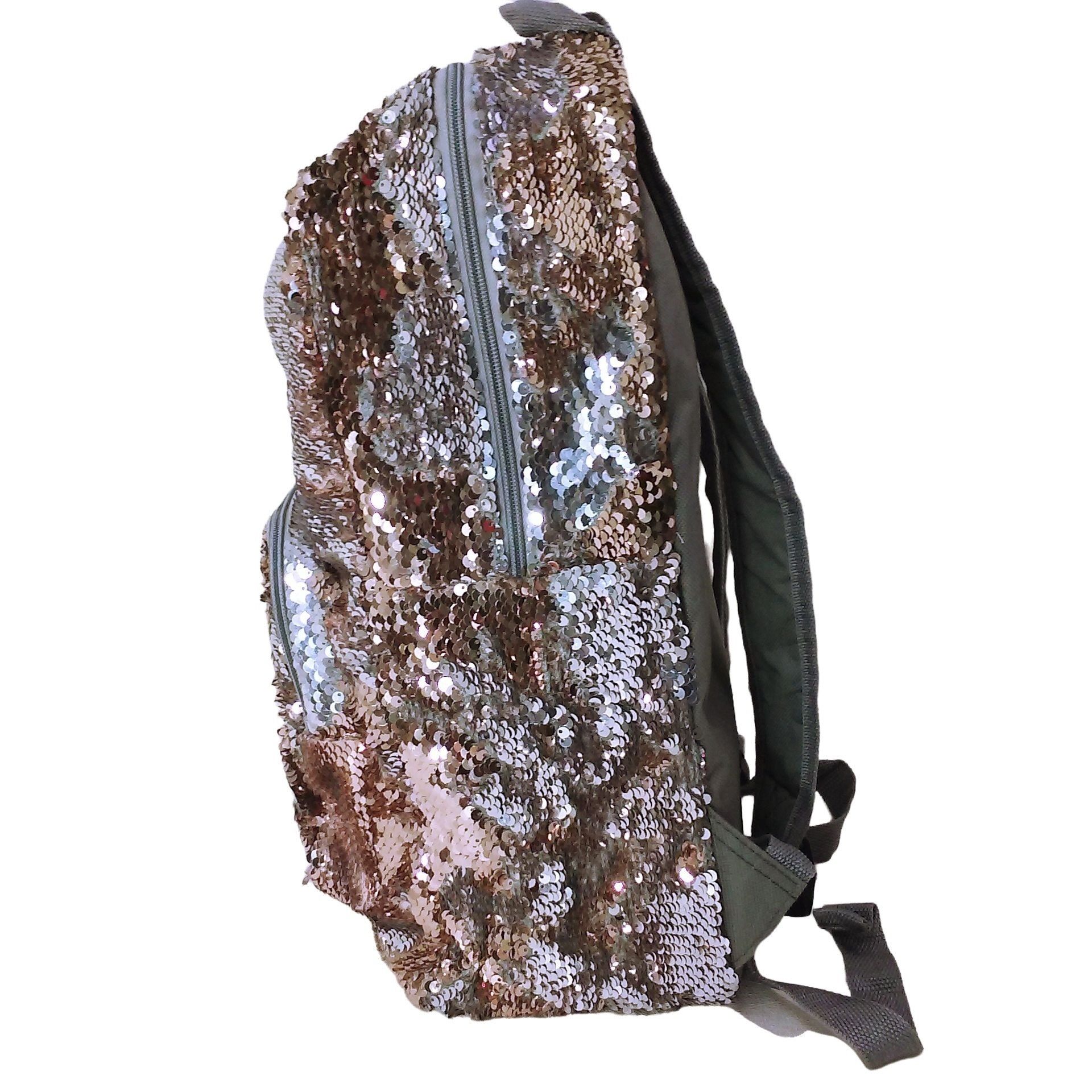 Vintage Tote Bag Sequin Backpack 17" Copper Silver Large Zip | Grailed