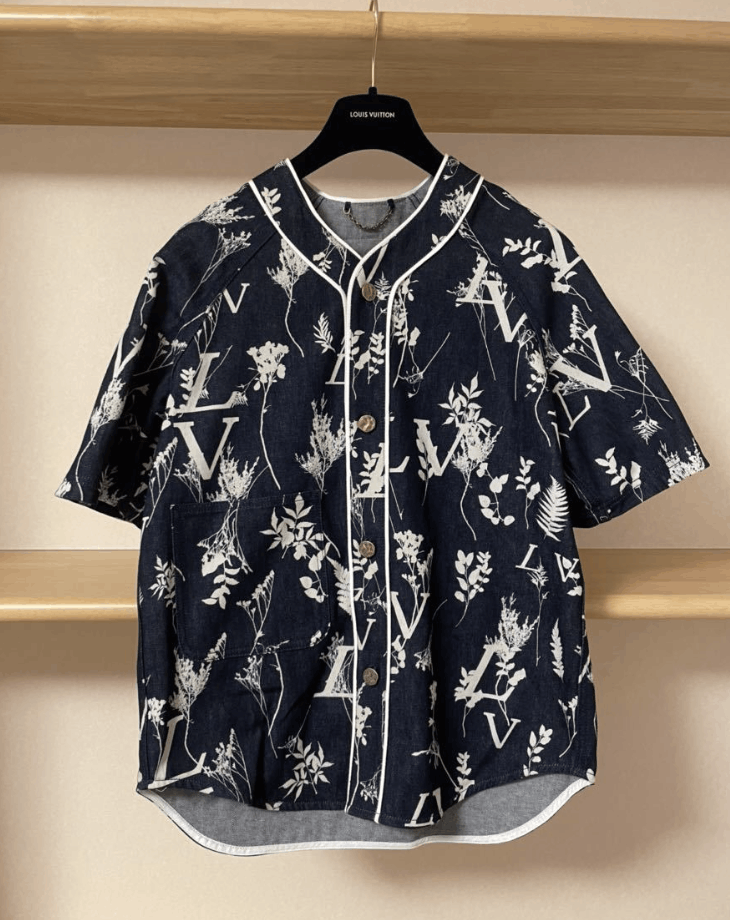Louis Vuitton Louis Vuitton Denim Leaf Baseball Jersey | Grailed