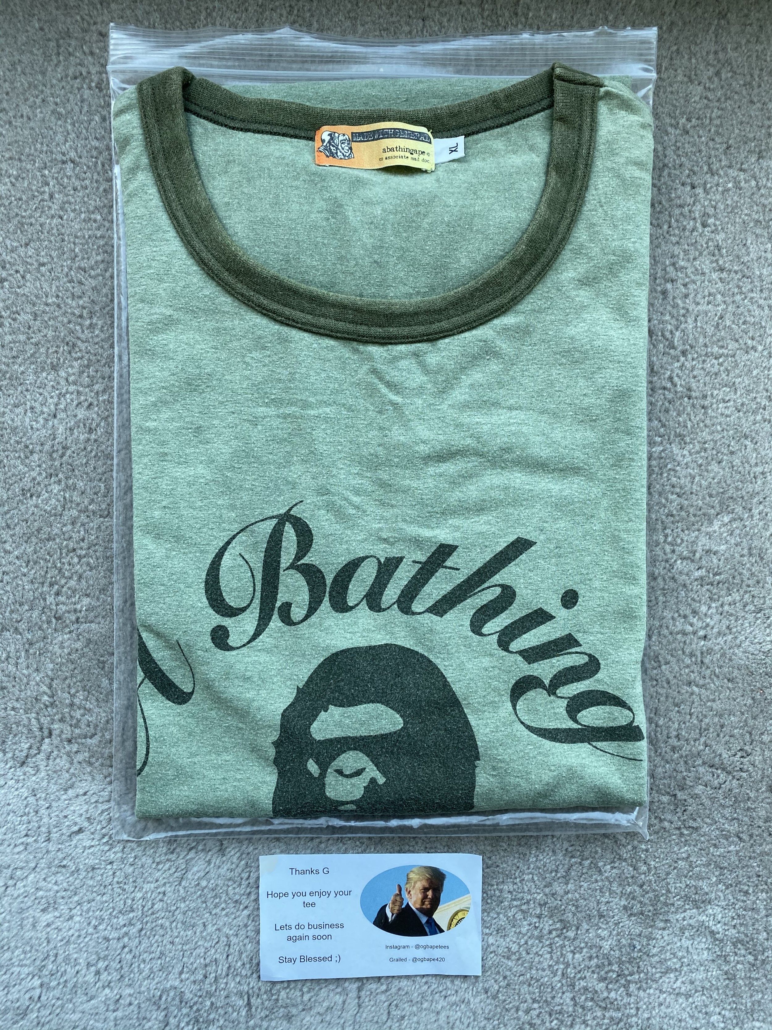 Bape Vintage Gradient Tag Bape Green College Tee | Grailed