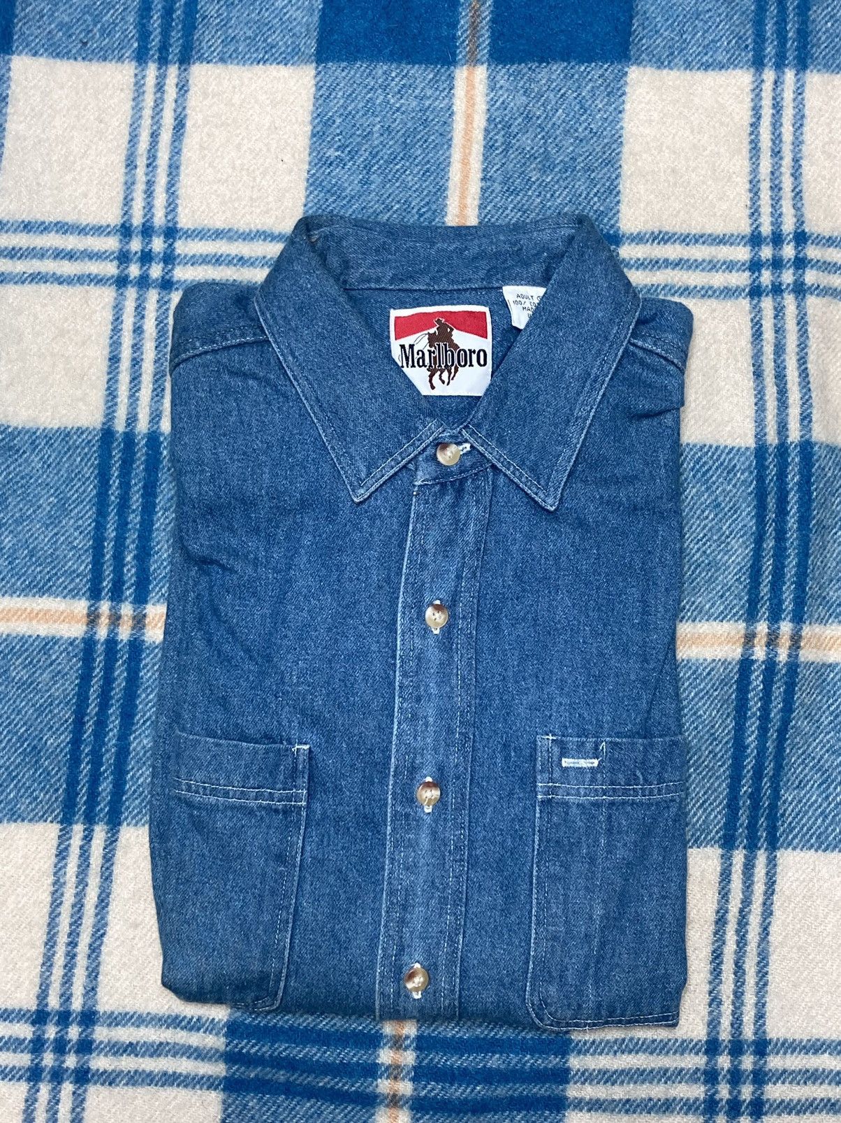 Marlboro × Other × Vintage Vintage Marlboro button up denim shirt NOS ...