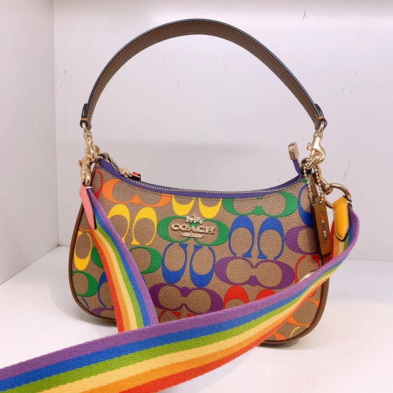 Coach Teri Shoulder Bag In Rainbow Signature Canvas | Grailed