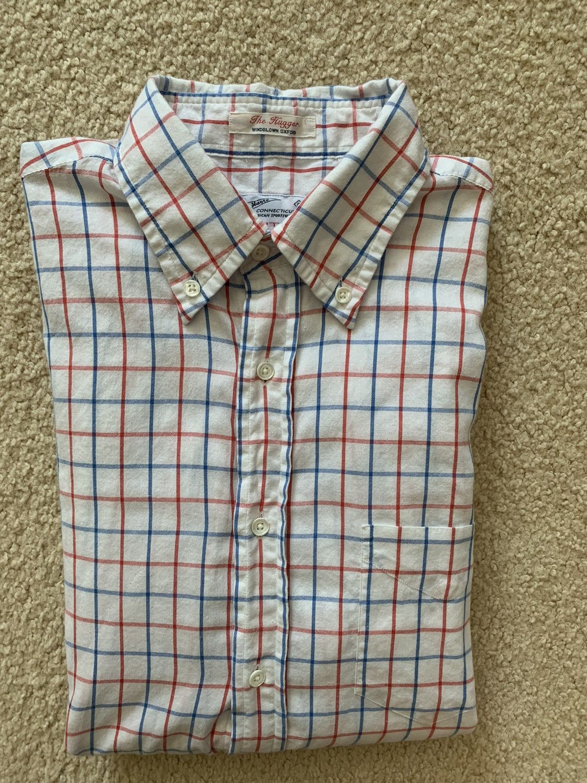 Gant Rugger The Hugger Windblown Oxford in White Windowpane | Grailed