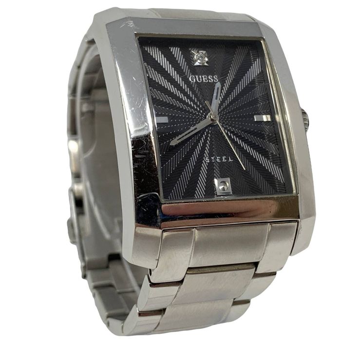 Guess GUESS Mens Wristwatch Silver Black Rectangle Steel | Grailed