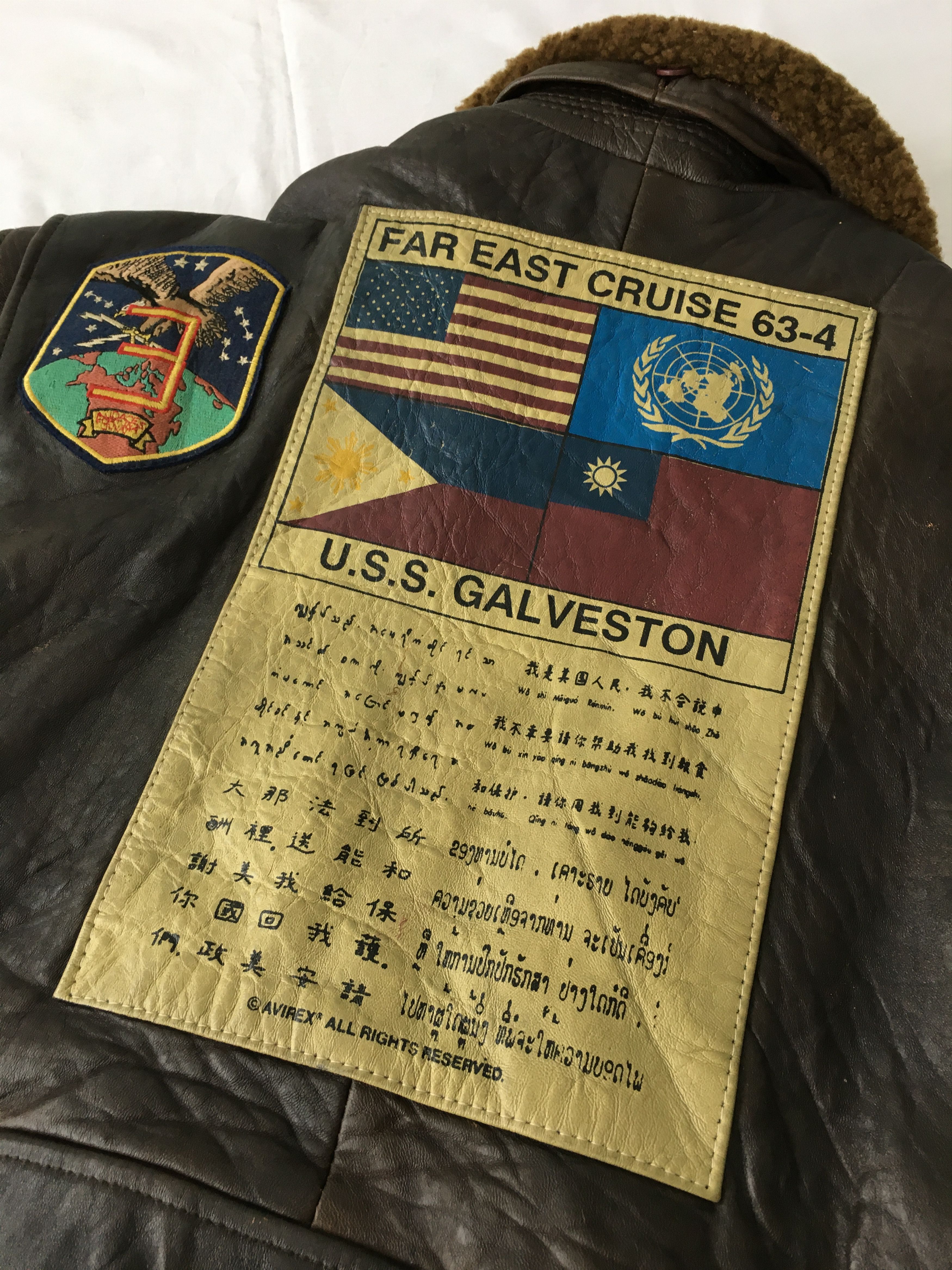 Avirex Vtg 80s Avirex USS GALVESTON Type G-1 Leather Bomber Jacket | Grailed