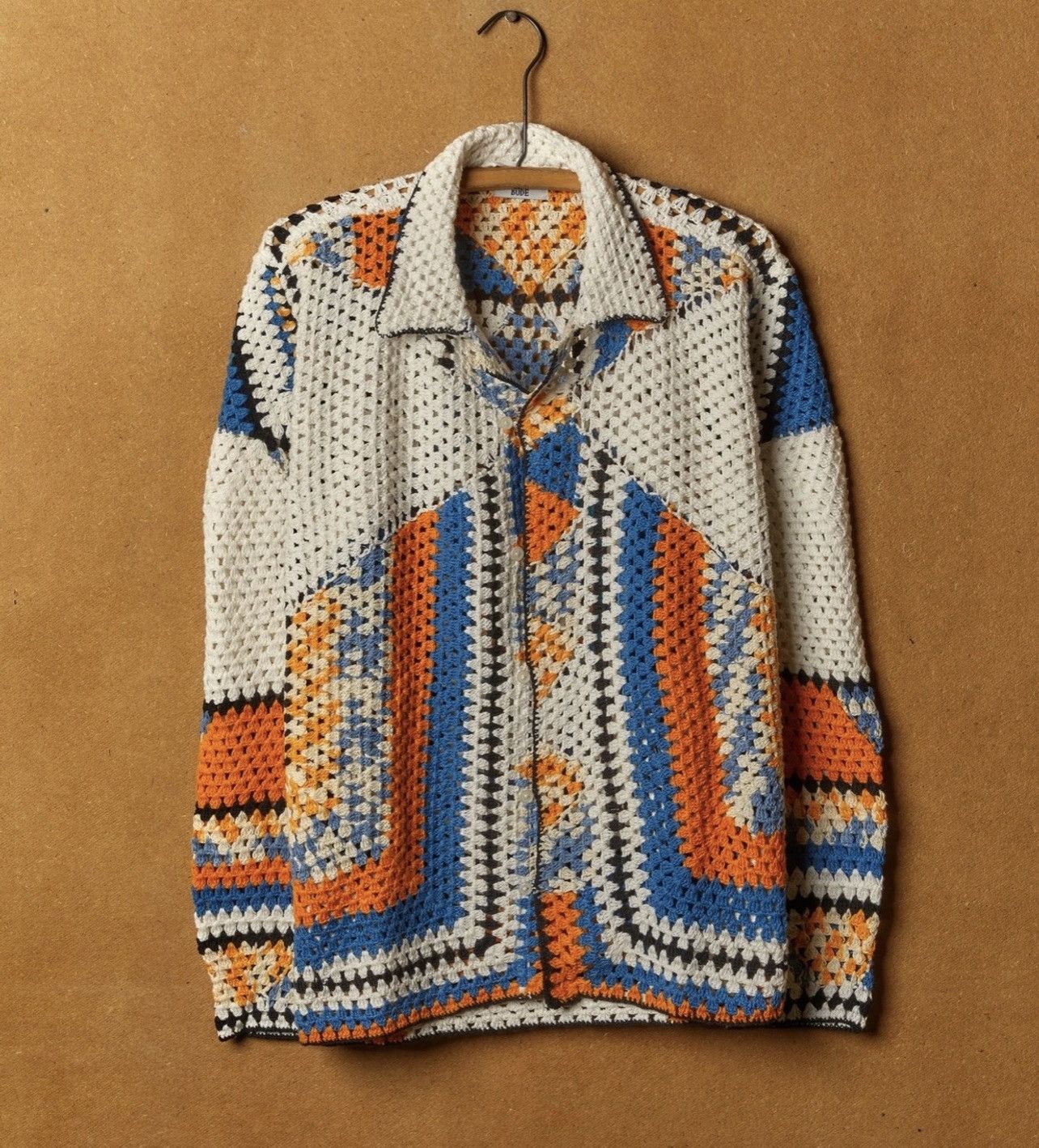 Bode BODE GLOUCESTER CROCHET OVERSHIRT BLUE / YELLOW | Grailed