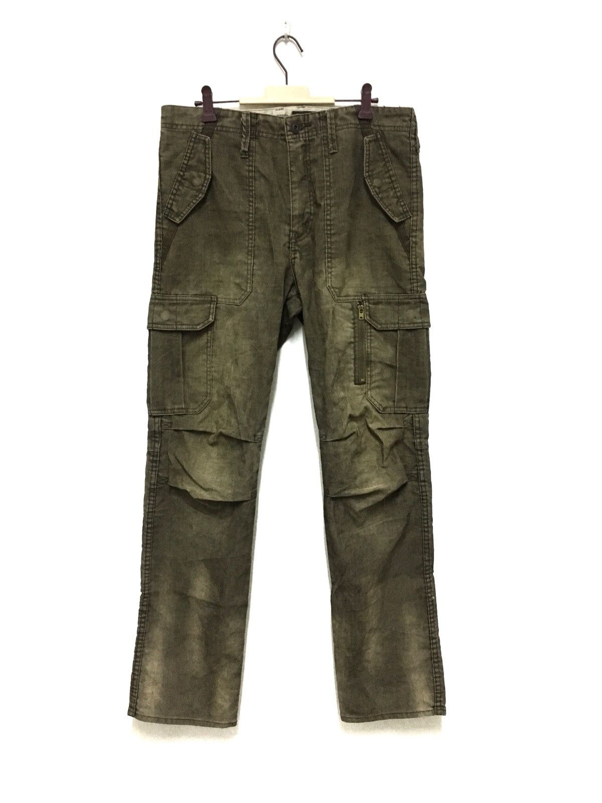 Japanese Brand × Streetwear Back Number Premium Corduroy Cargo Pants Multipocket Army | Grailed