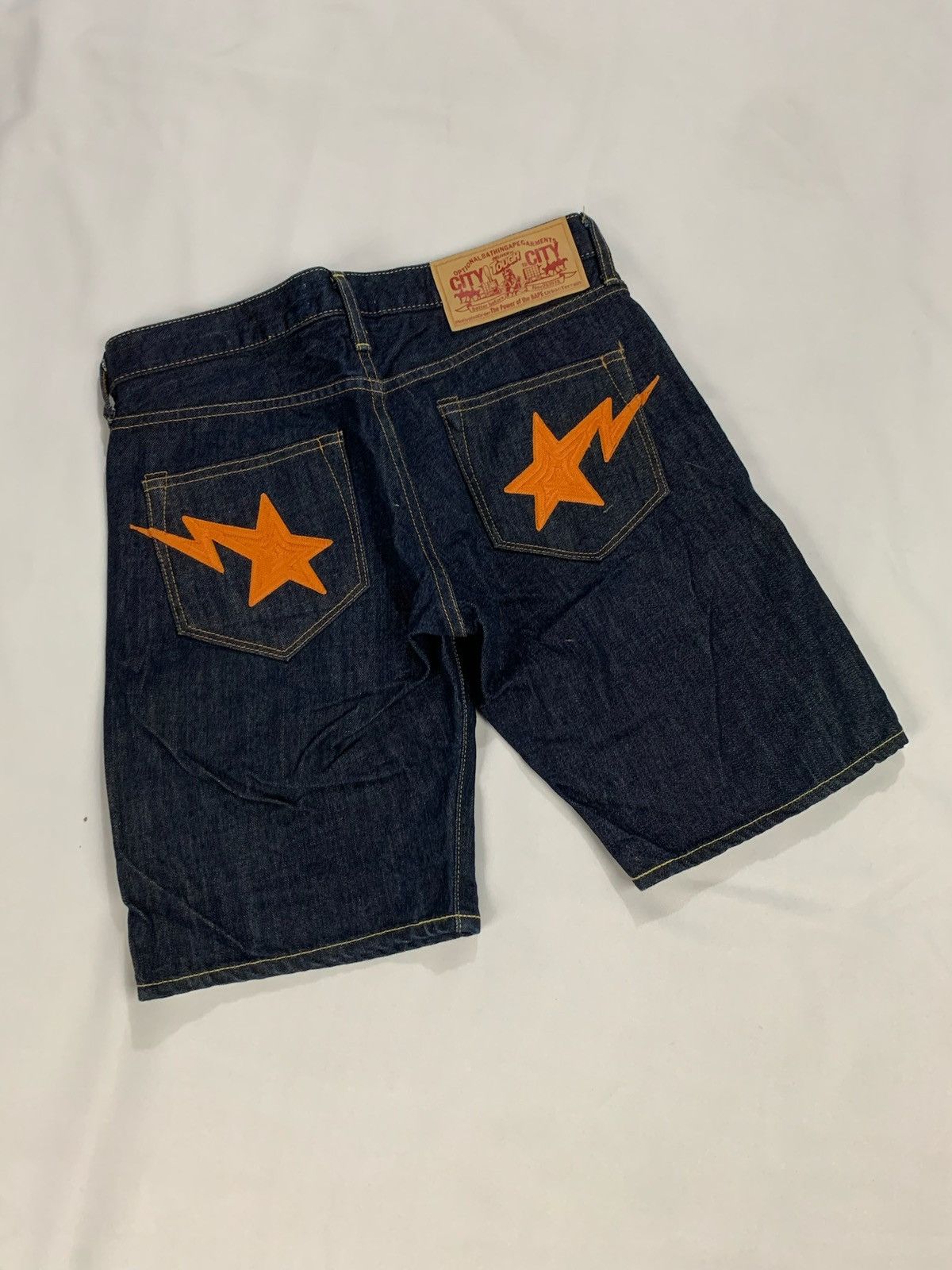 Bape Nape Denim Bapesta Embroidered Jorts | Grailed