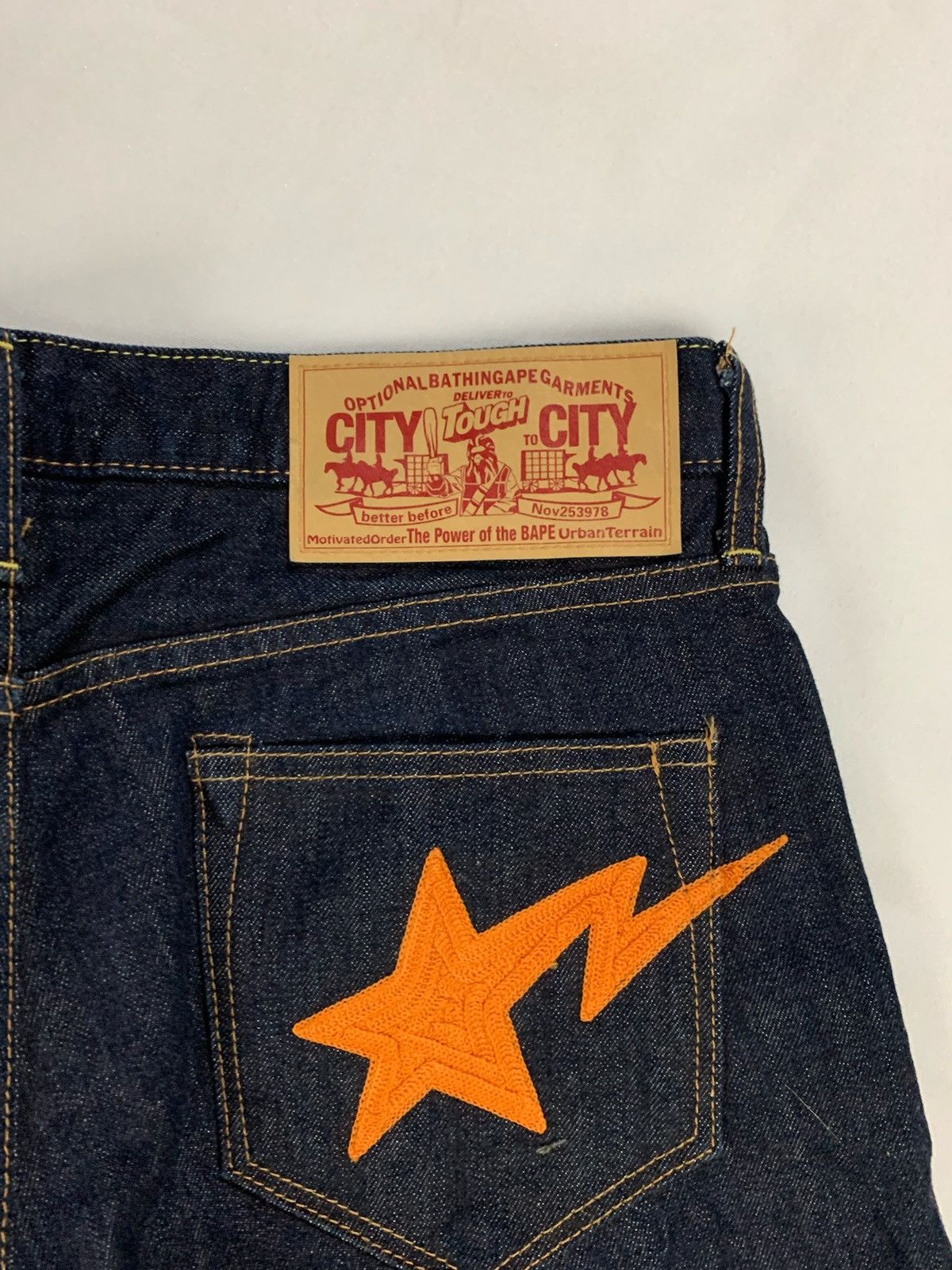 Bape Nape Denim Bapesta Embroidered Jorts | Grailed