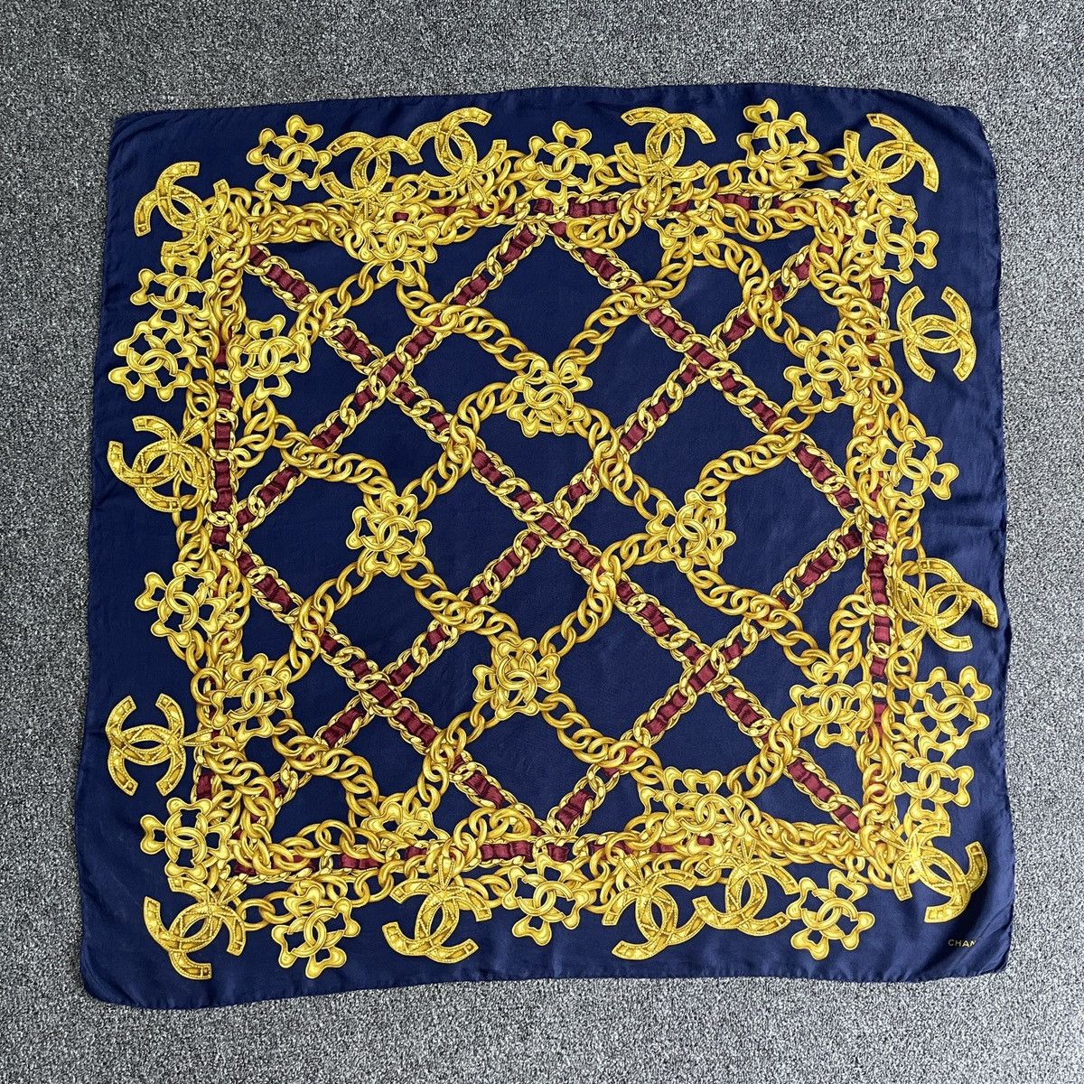 Chanel × Vintage Vintage rare Chanel chain patterns silk scarf | Grailed
