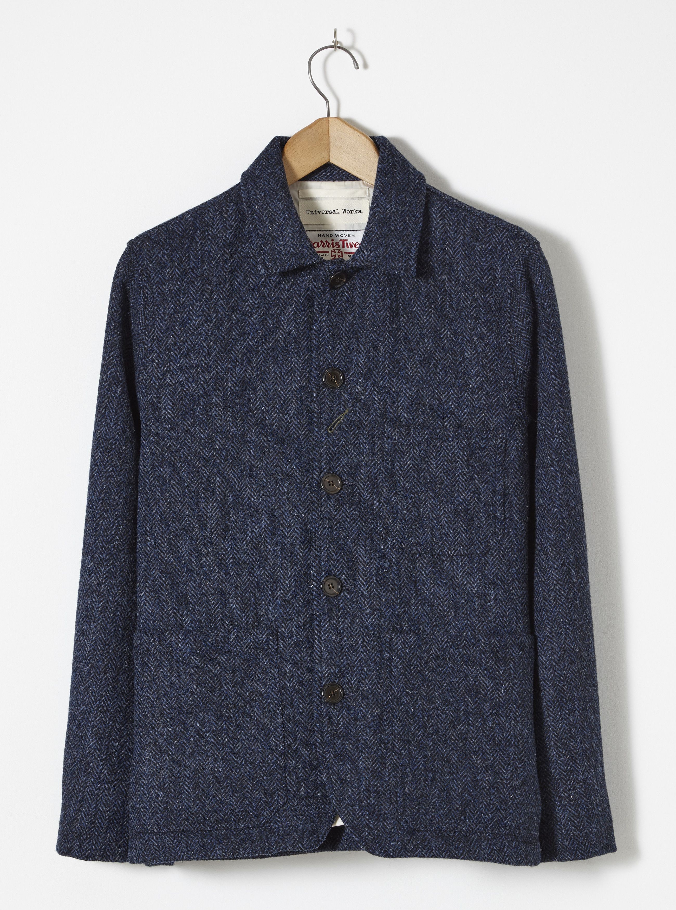 Universal Works Chore Jacket In Navy Herringbone Harris Tweed | Grailed