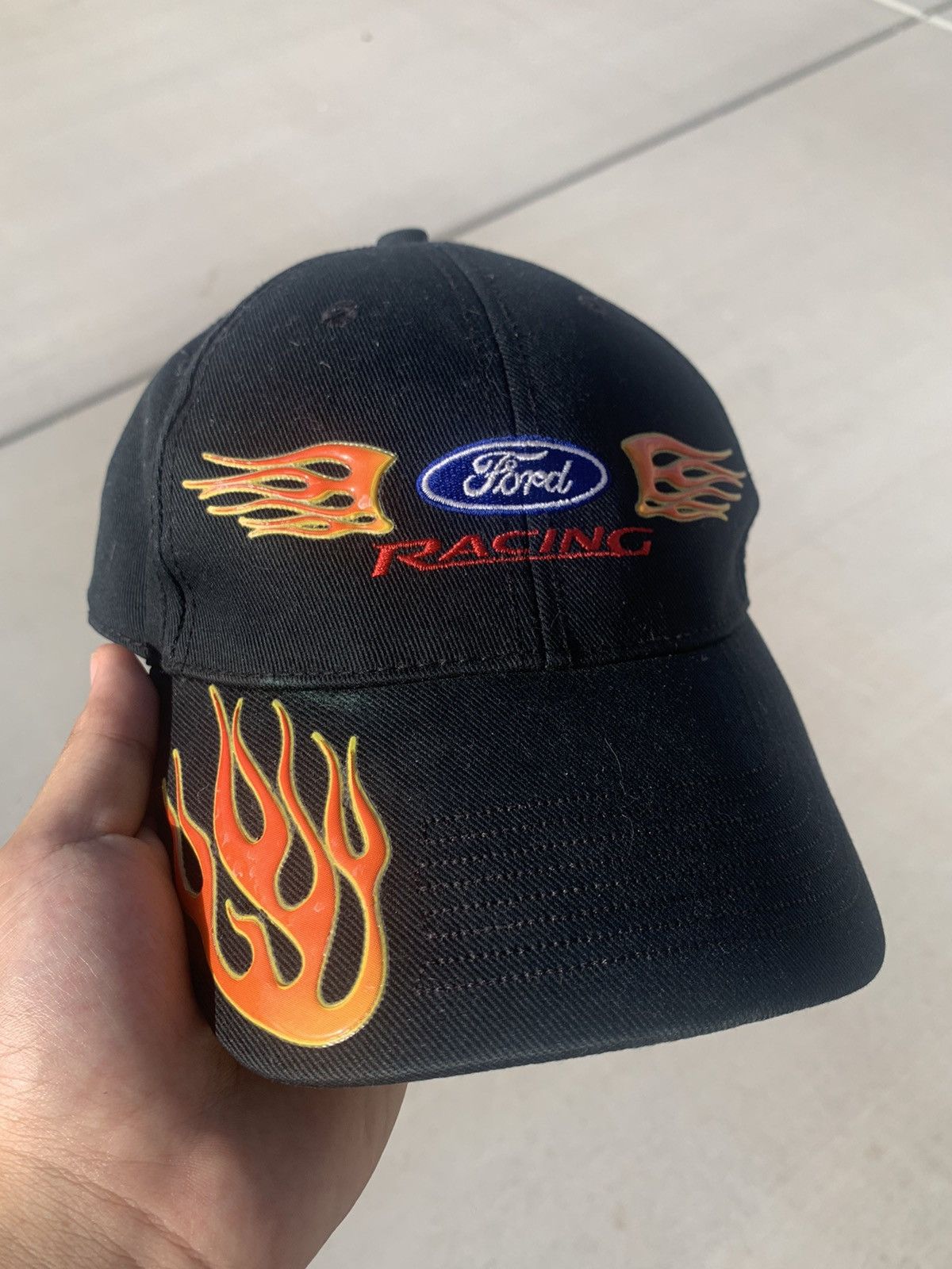 NASCAR × Streetwear × Vintage Ford Racing Vintage NASCAR Flame Fire Cap ...