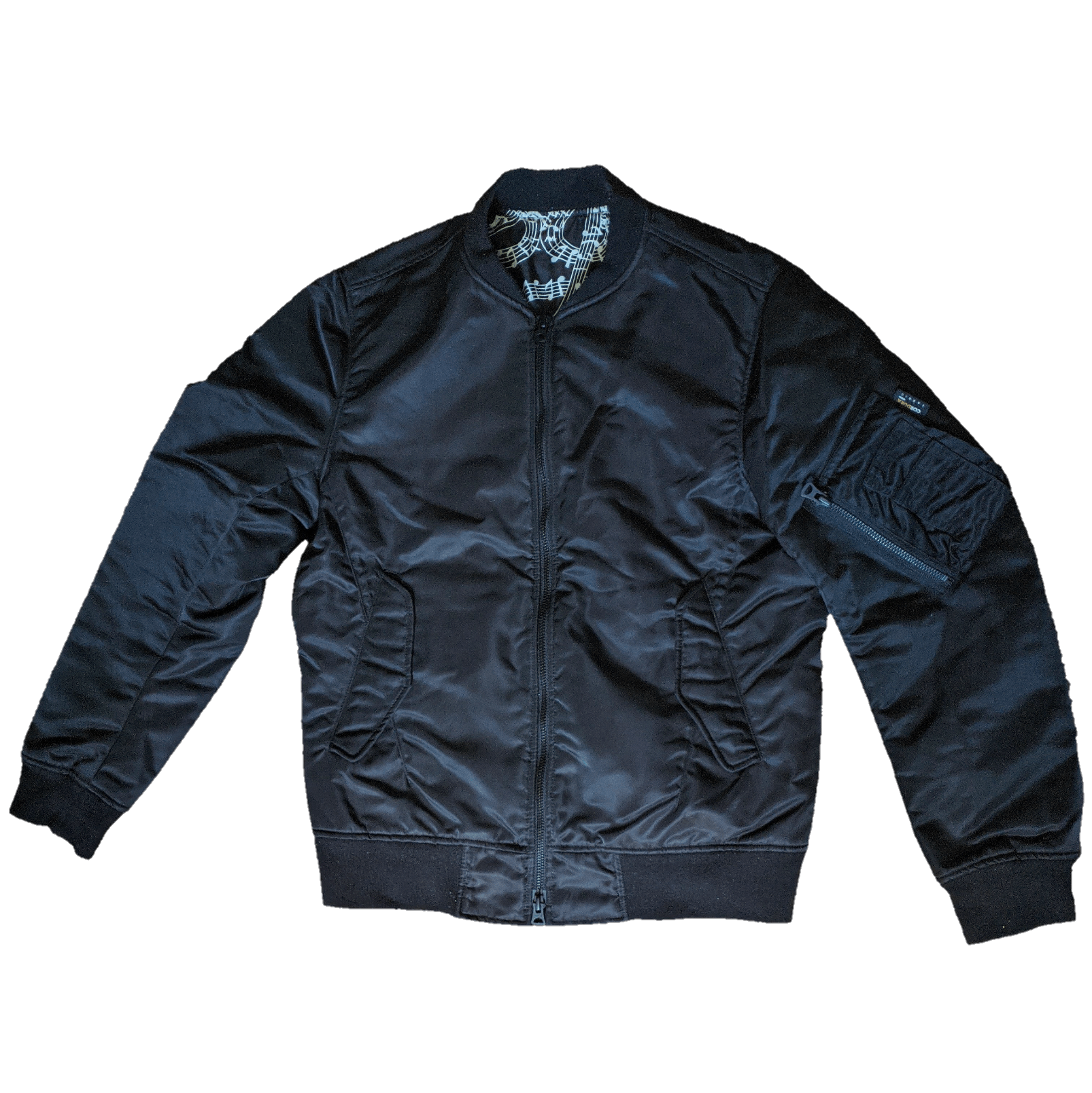 Number (N)ine Number (N)ine Black Nylon Bomber Jacket Music Notes Size ...