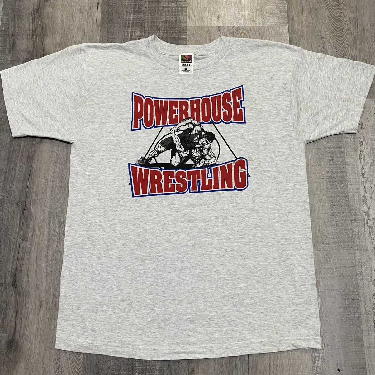 Fruit Of The Loom × Vintage Vintage Powerhouse Wrestling Club 90s Grey ...