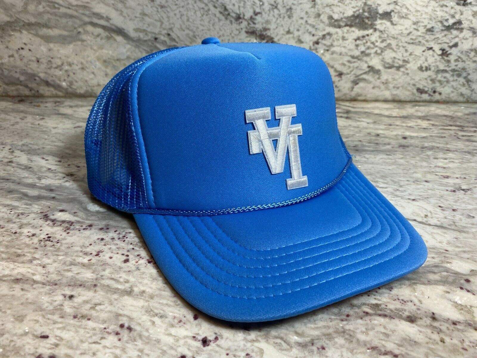Trucker Hat × Vintage UPSIDEDOWN BABY BLUE LA TRUCKERHAT | Grailed