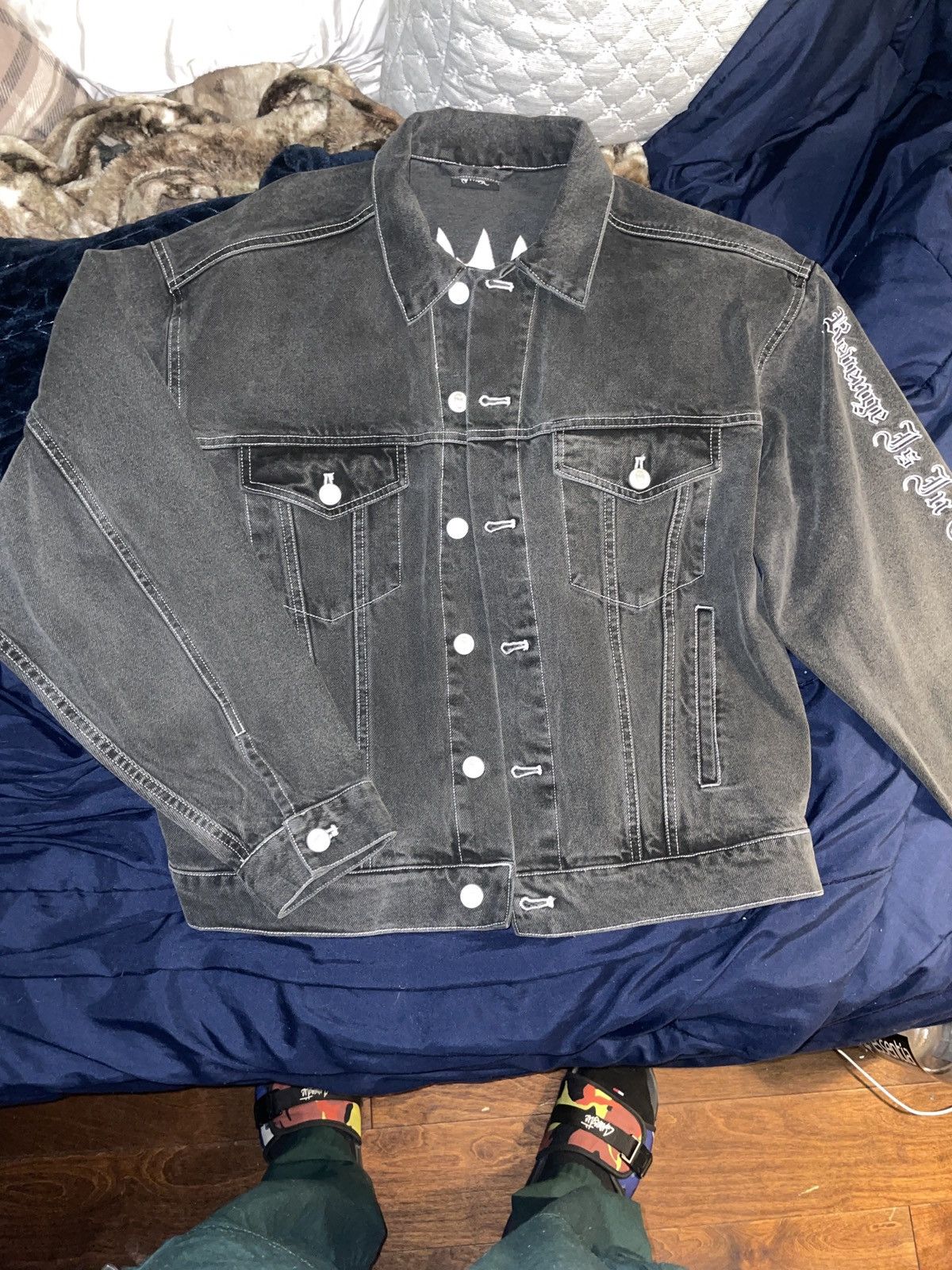 Revenge Revenge Black Denim Jacket Embroidered | Grailed