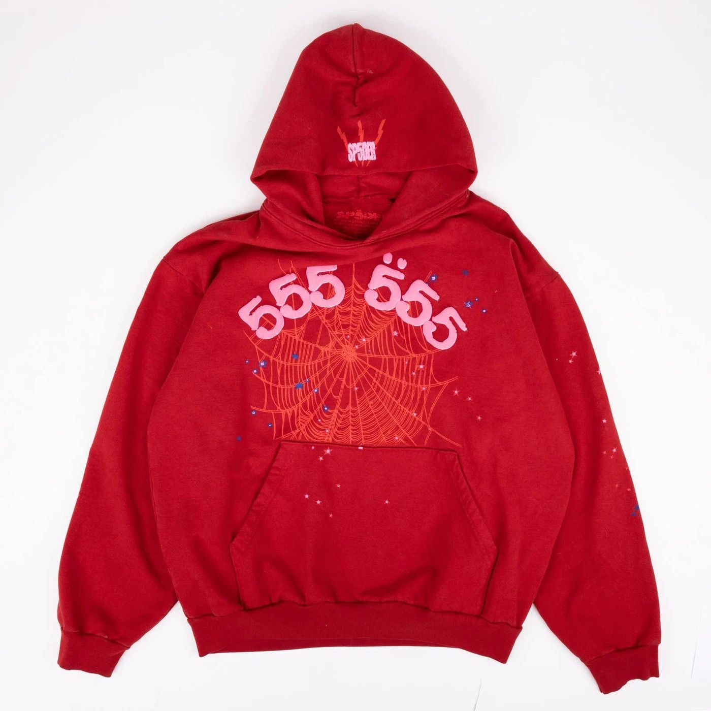 Young Thug Sp5der Angel Number Spider Worldwide 555 Red Hoodie SMALL ...