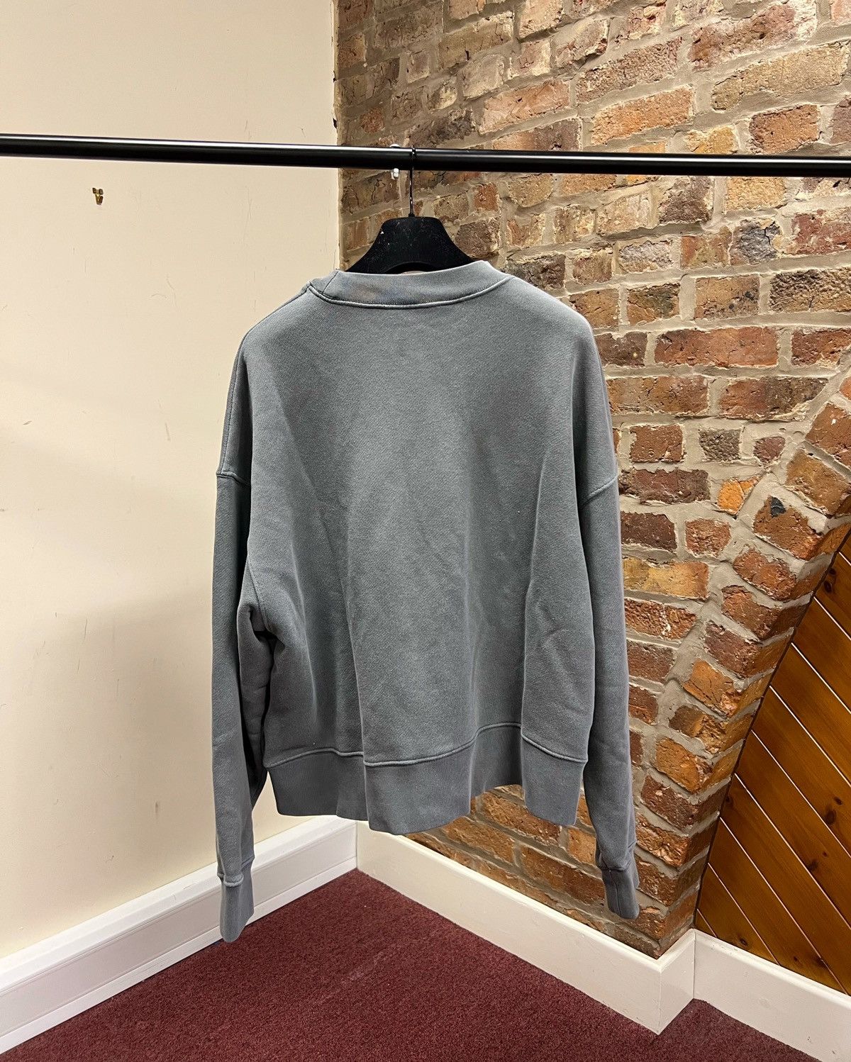 Palm Angels Washed Grey Curved Logo Crewneck | Grailed