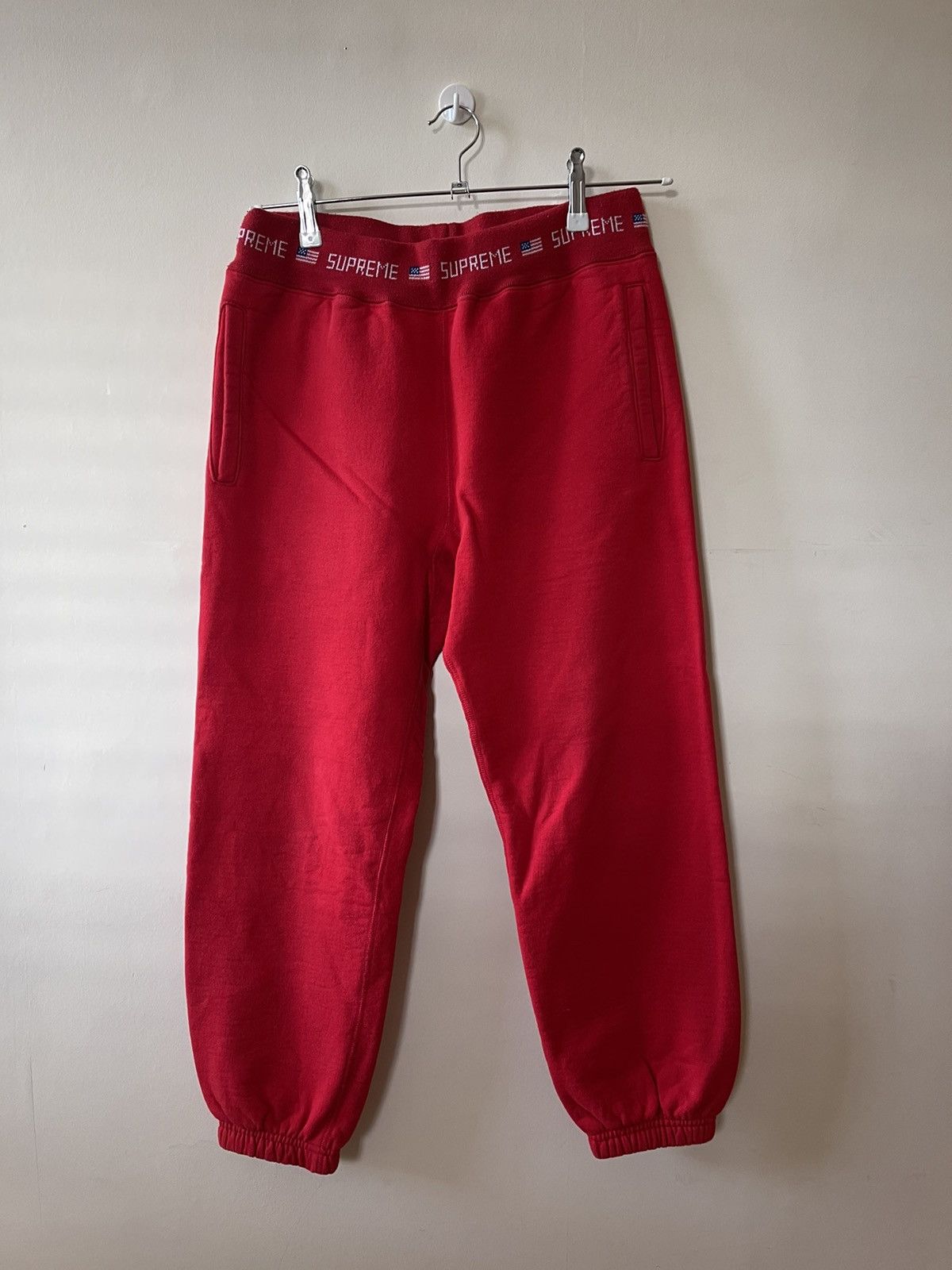 Supreme SUPREME RED SWEATPANTS | Grailed