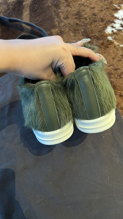Rick Owens Rick Owens Calf hair pony hair Ramone lows green | Grailed