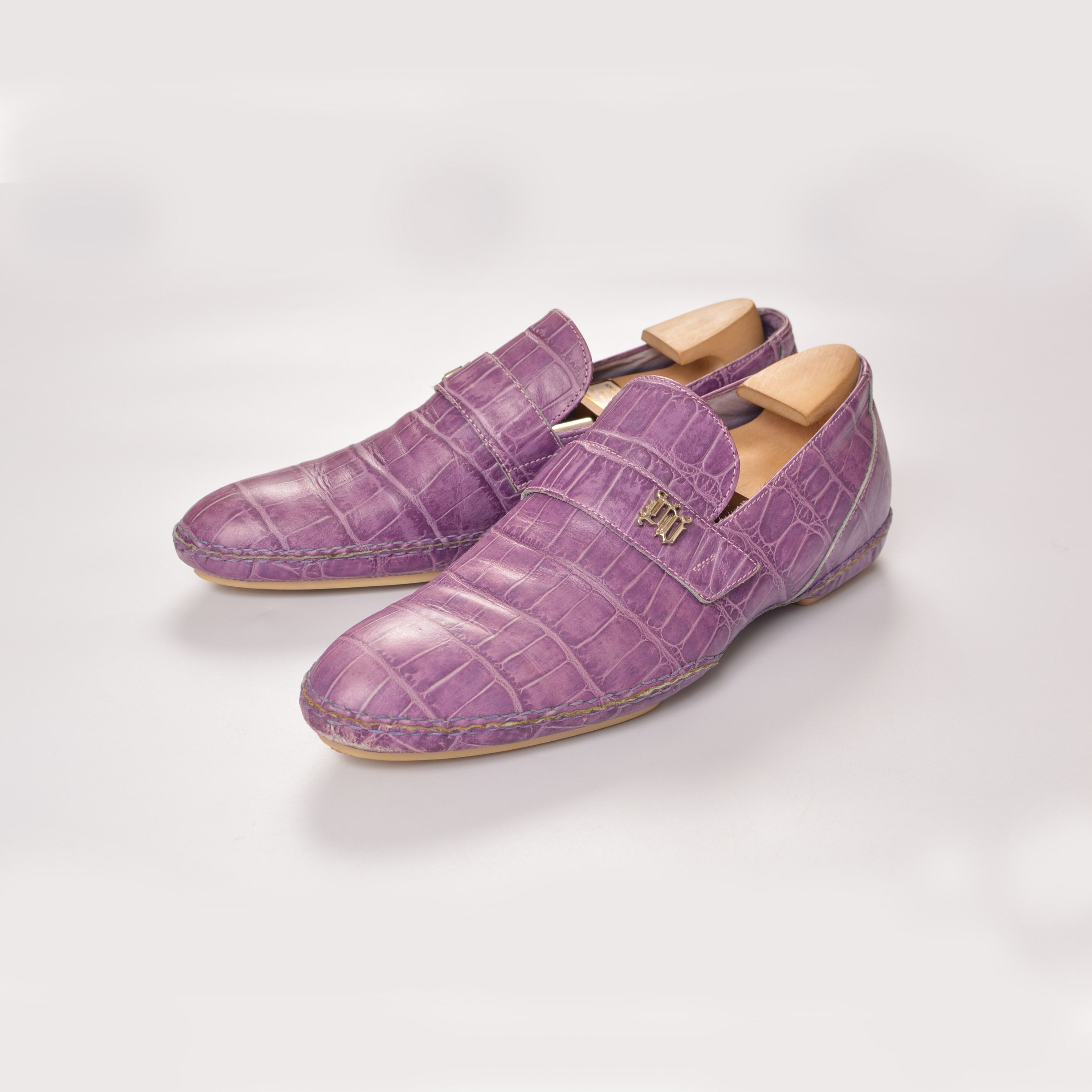 Luxury × Rare × Versace Versace Snakeskin Purple Monk Strap Dress Shoes ...