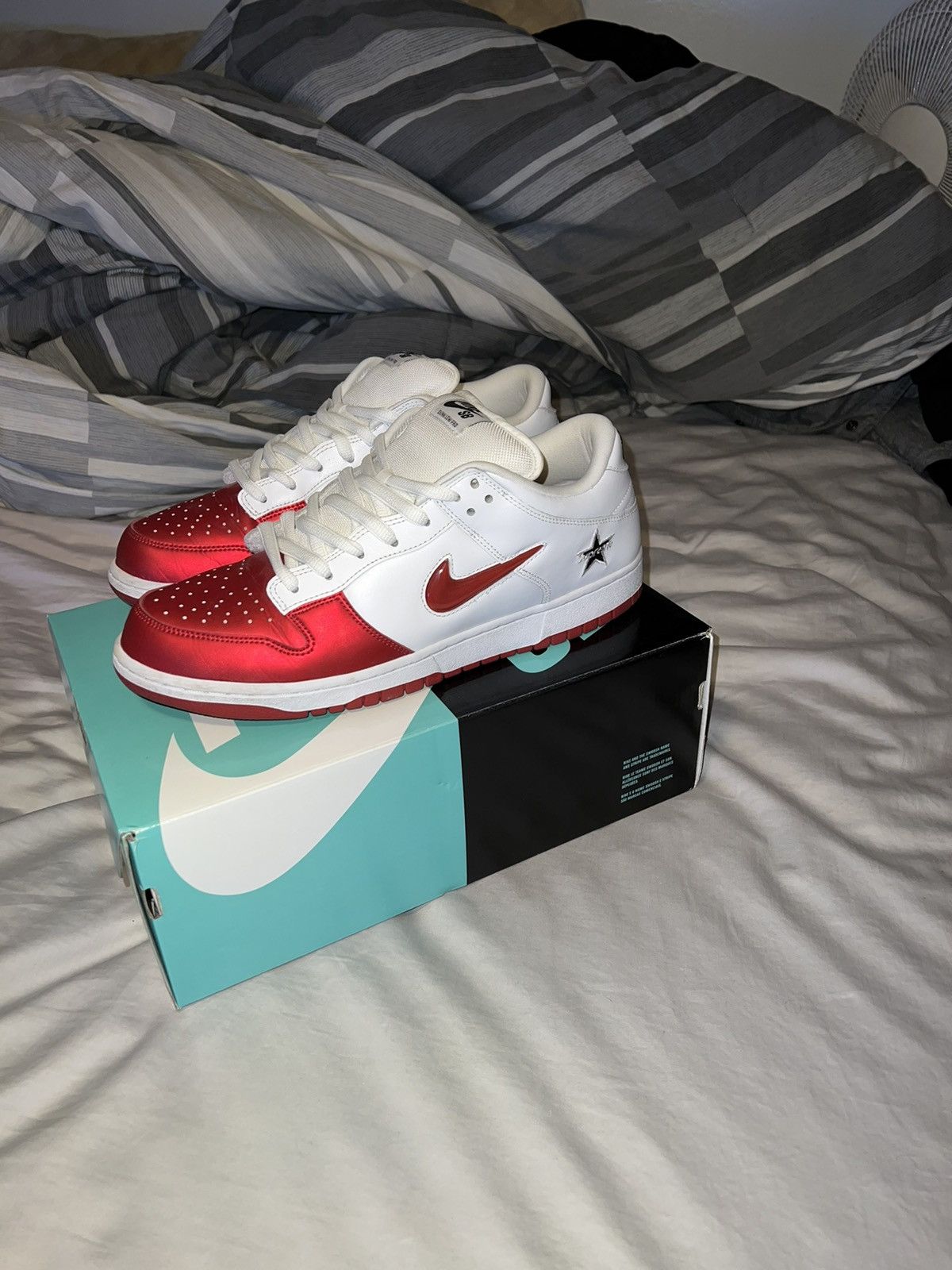 Nike × Supreme Supreme SB Dunk Low Jewel Swoosh Red | Grailed