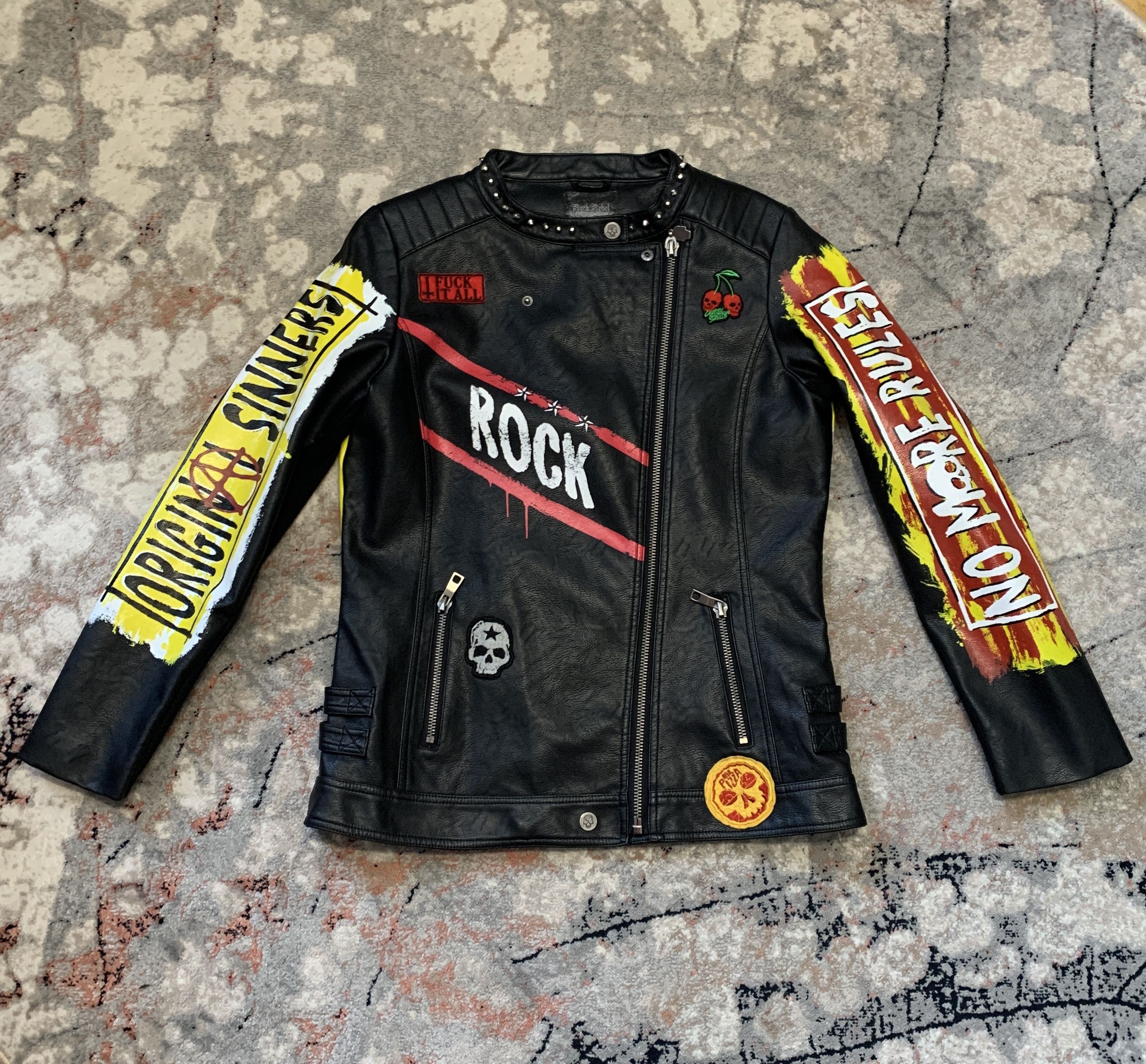 Leather Jacket × Rock Band × Streetwear Rock Rebel Leather Jacket | Grailed