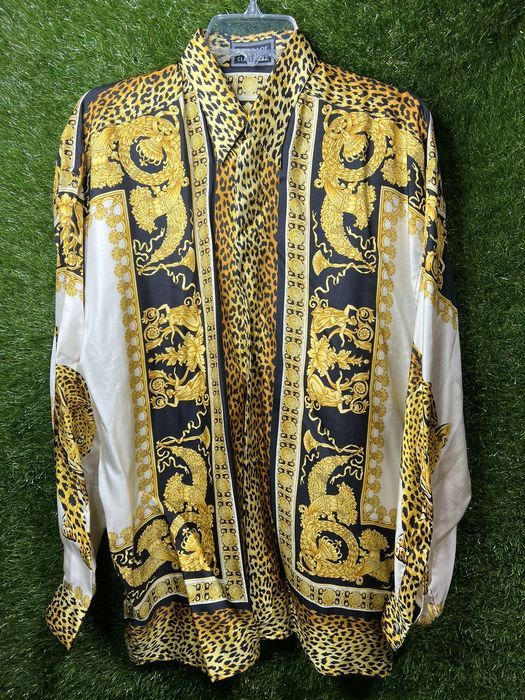 Vintage Versace Classic V2 Cheetah Barocco Silk Shirt Size S Rare | Grailed