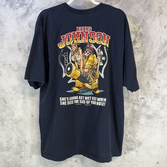 Vintage Big Johnson Fire Department Adult Humor Short Sleeve Shirt ...
