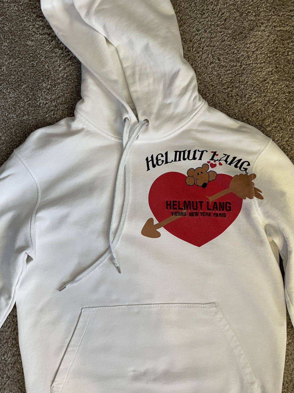 Helmut Lang Helmut lang teddy bear red heart hoodie | Grailed