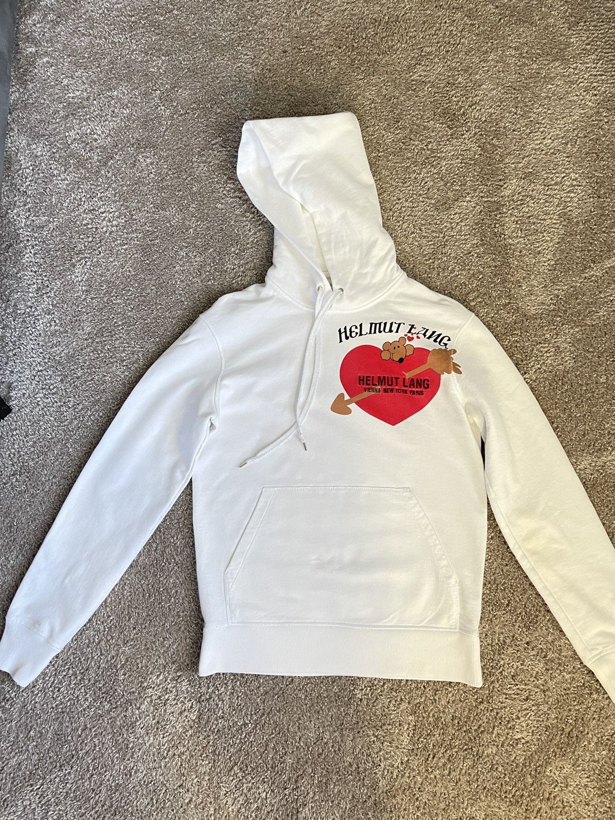 Helmut Lang Helmut lang teddy bear red heart hoodie | Grailed