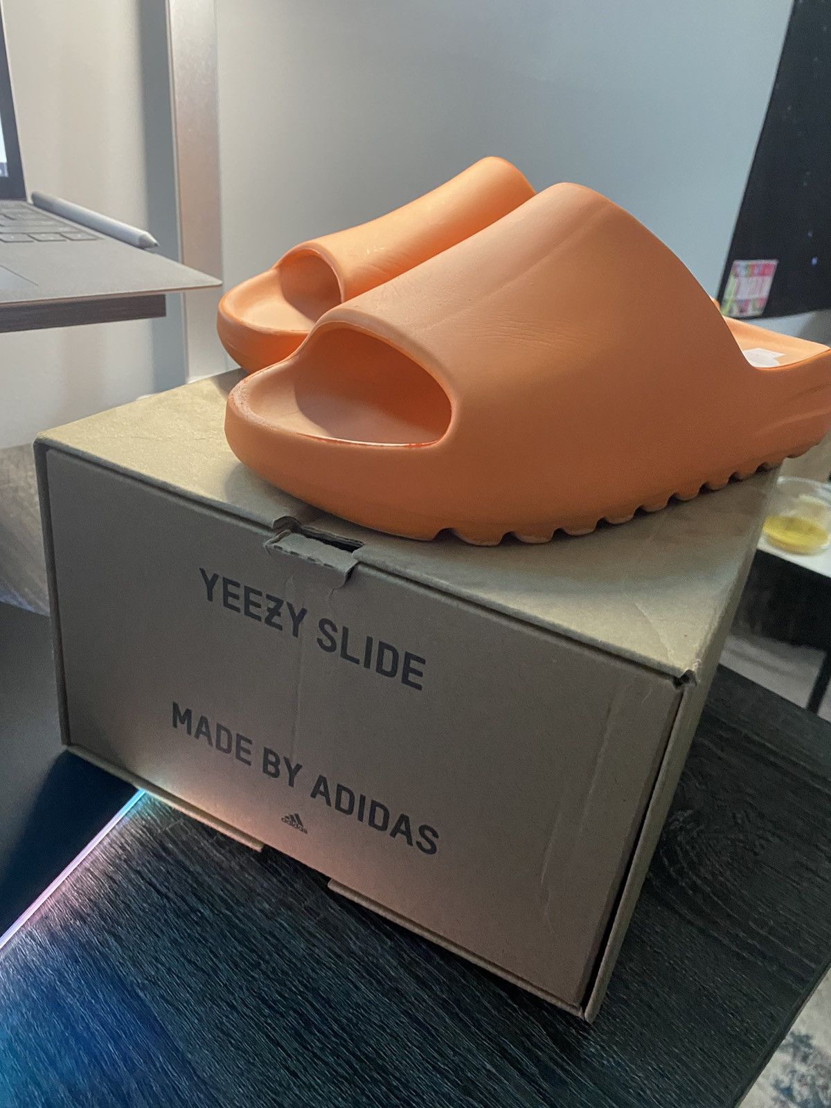 Adidas × Kanye West Addis Yezzy Slide Enflame Orange | Grailed