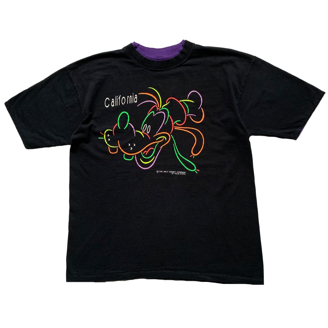 Disney × Velva Sheen × Vintage VTG 90s DISNEY GOOFY NEON LOGO VELVA ...
