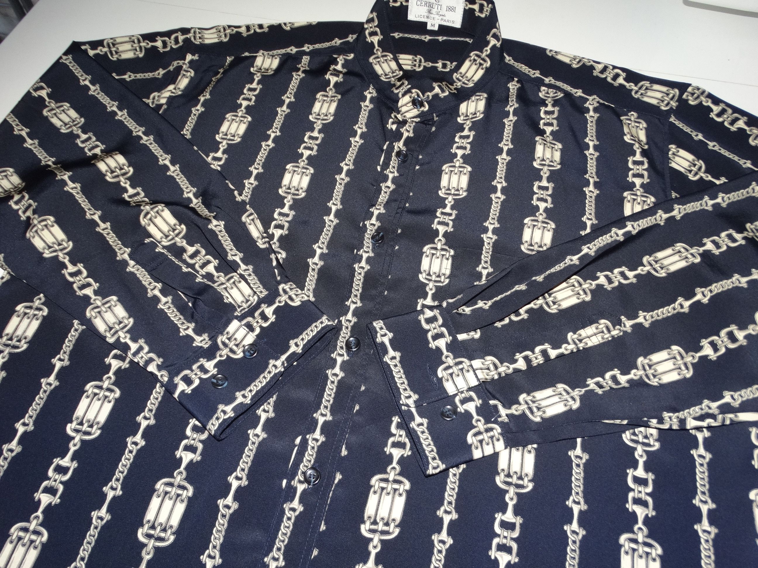 Vintage cerruti baroque monogram chains pocket shirt mao neck M/L | Grailed