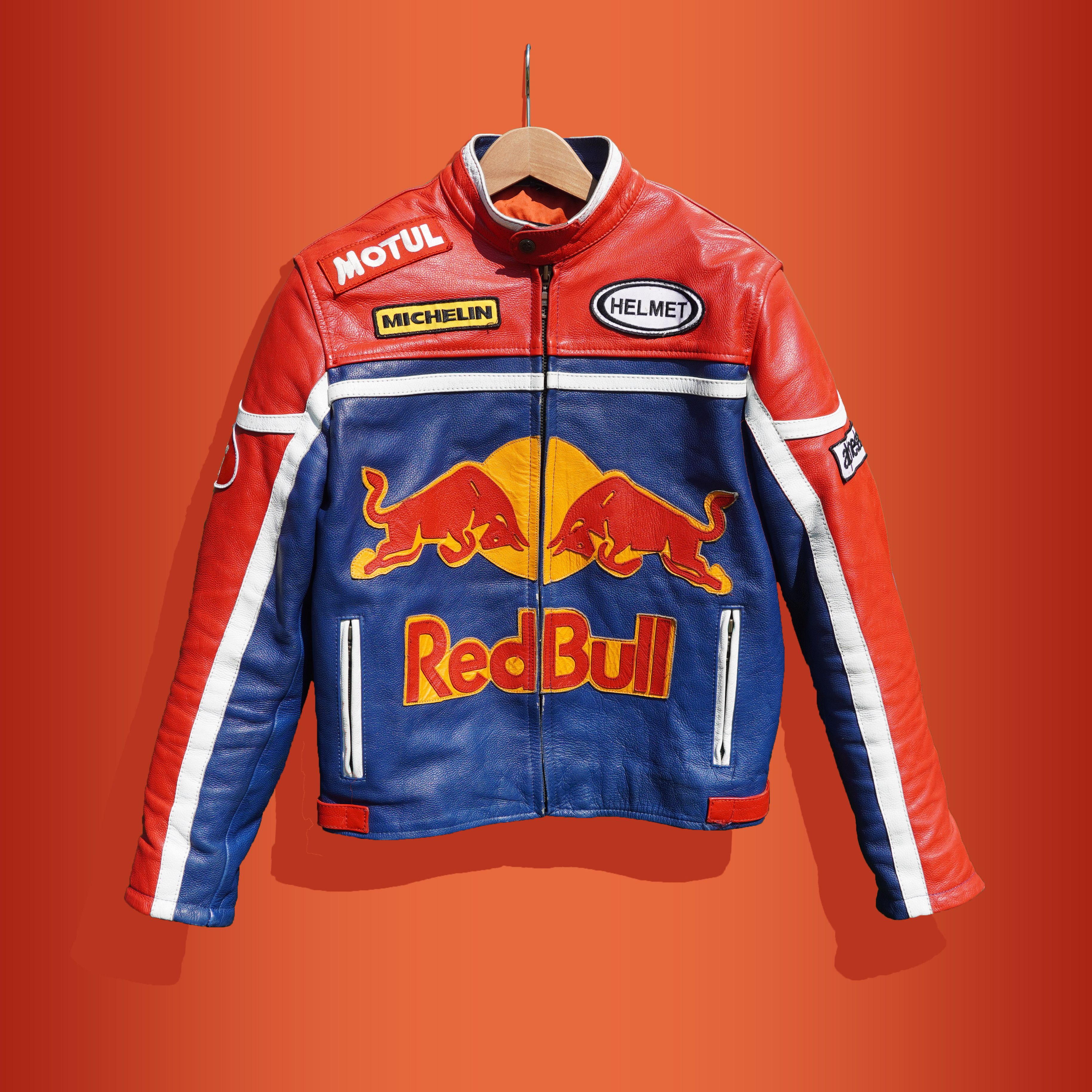 Leather Jacket × Racing × Red Bull LAST DROP! RARE 𝙍𝙚𝙙 𝘽𝙪𝙡𝙡 (𝑹𝒆𝒅 𝑺𝒊𝒍𝒌 ...