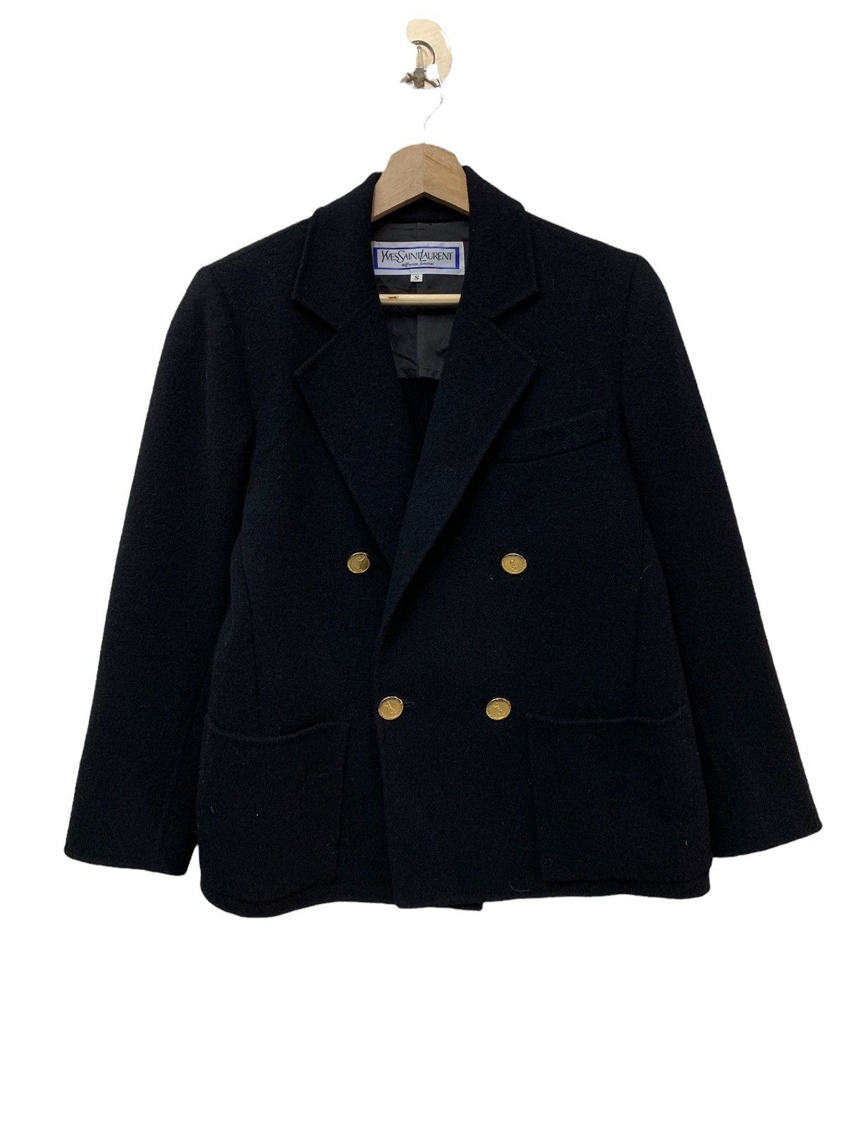 Yves Saint Laurent 🔥YSL GOLD BUTTON WOOL DOUBLE BREAST COAT JACKET ...