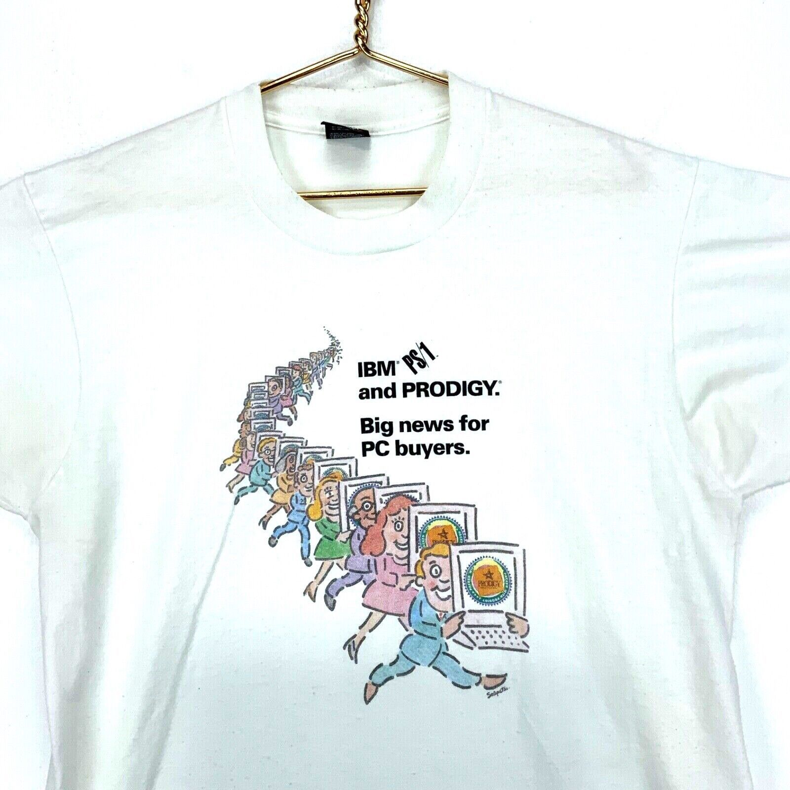 Screen Stars IBM Ps1 Prodigy PC Vintage T-Shirt Size XL White Single ...