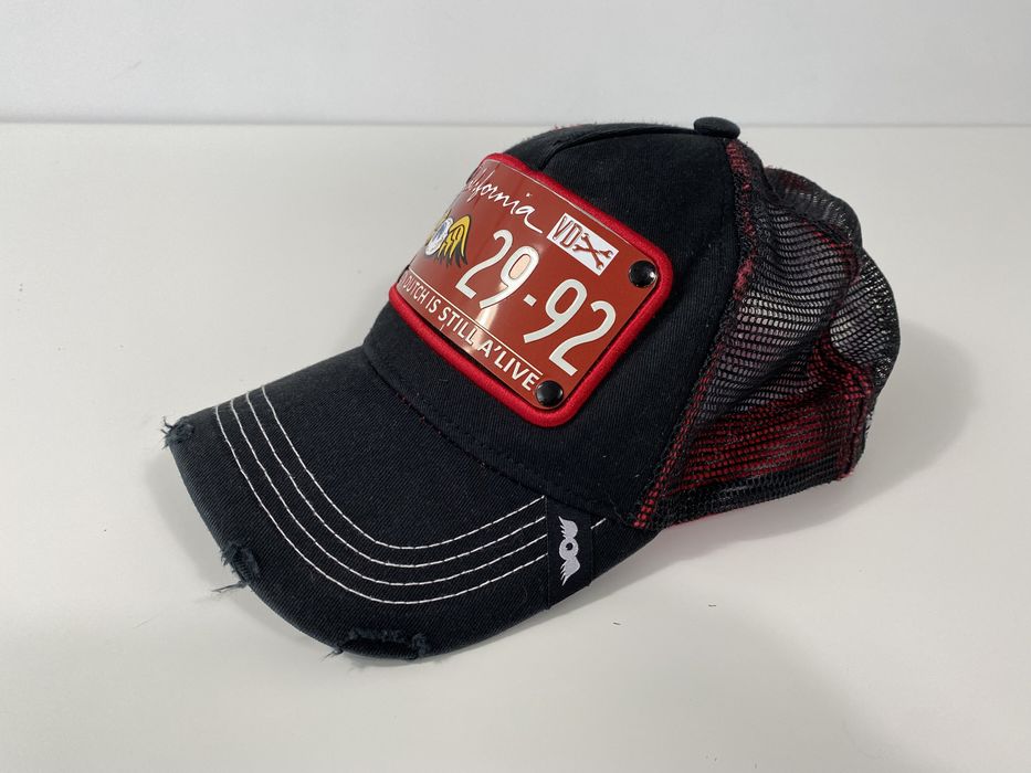 Von Dutch Von Dutch License plate distressed mesh back trucker hat ...