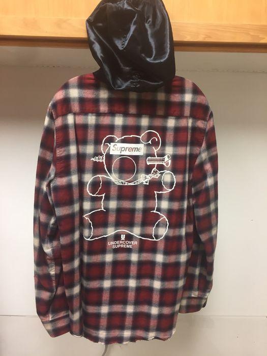 Supreme Supreme x Undercover Bear Box Logo Plaid Flannel Jacket Red ...