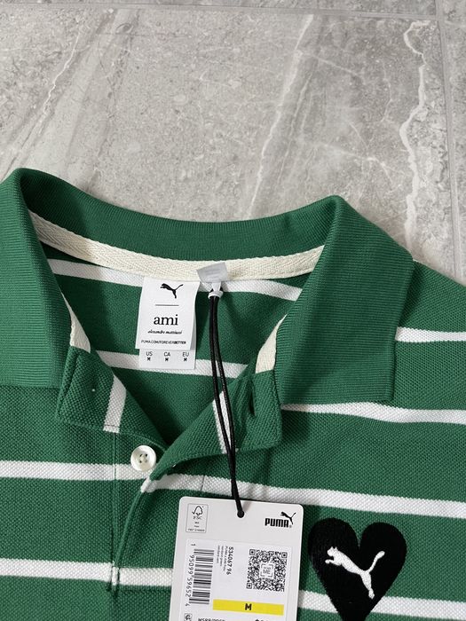 AMI Puma Ami Striped Polo Shirt | Grailed