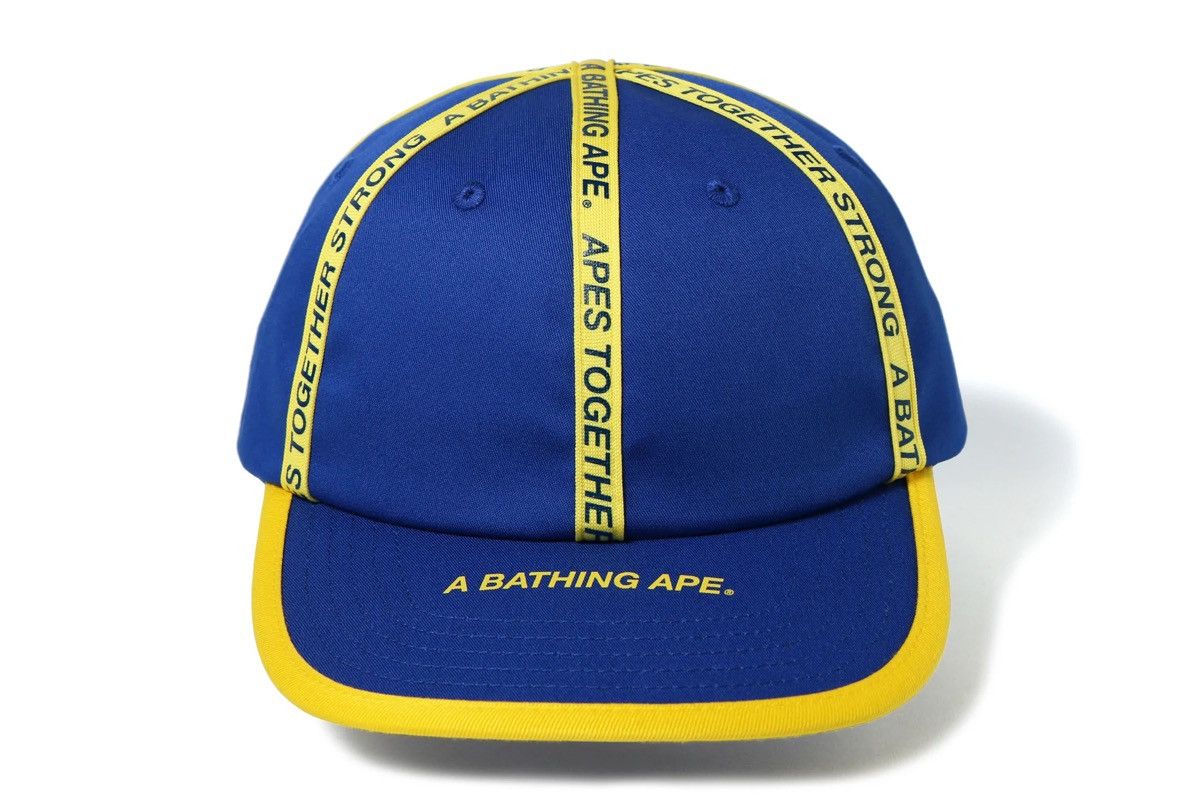 Bape A Bathing Ape Bape 6 Pannel Logo Script Hat Blue/Yellow Adju | Grailed