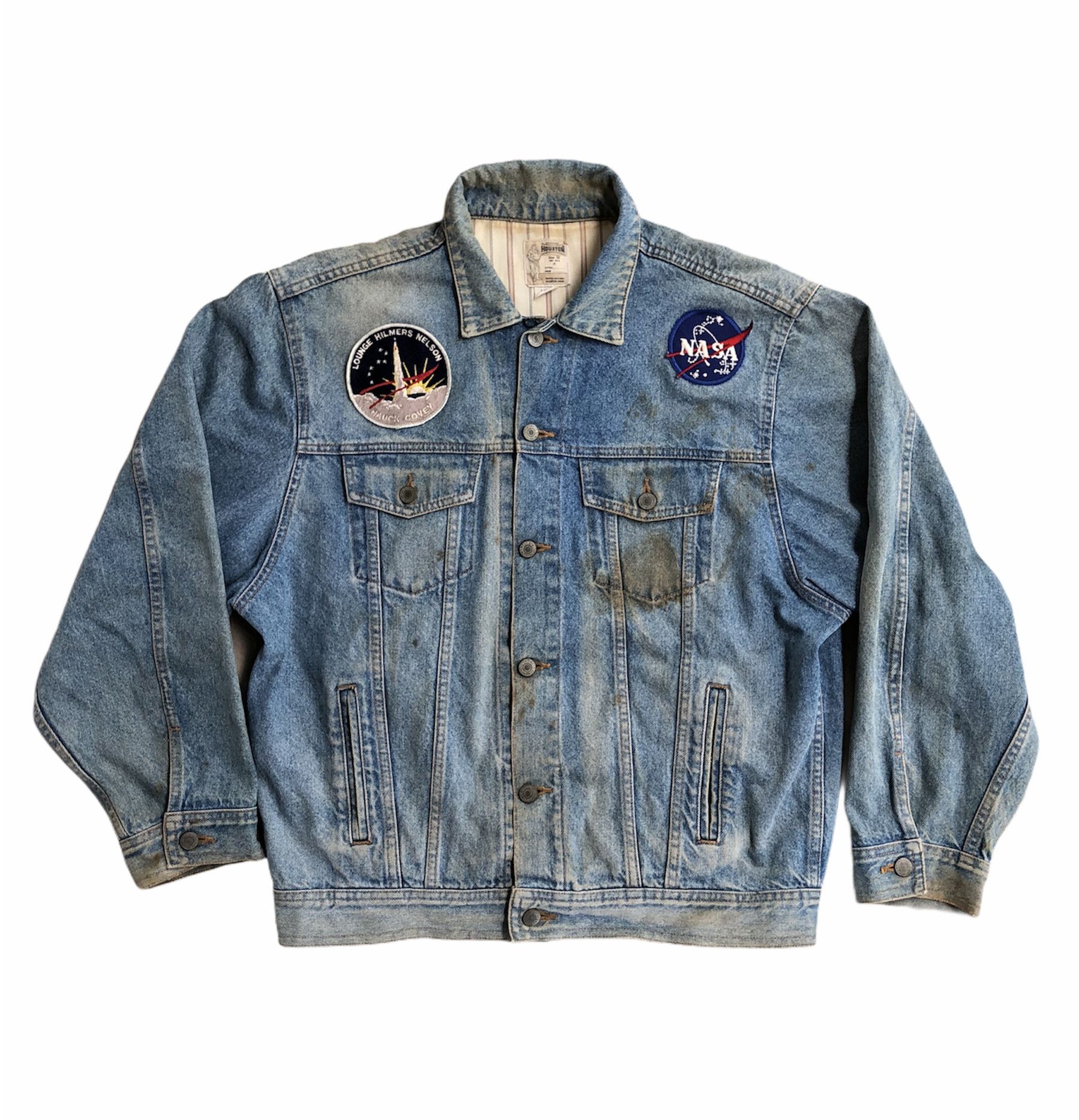 Denim Jacket × Nasa × Vintage VINTAGE HOUSTON NASA PATCHES DENIM JACKET ...
