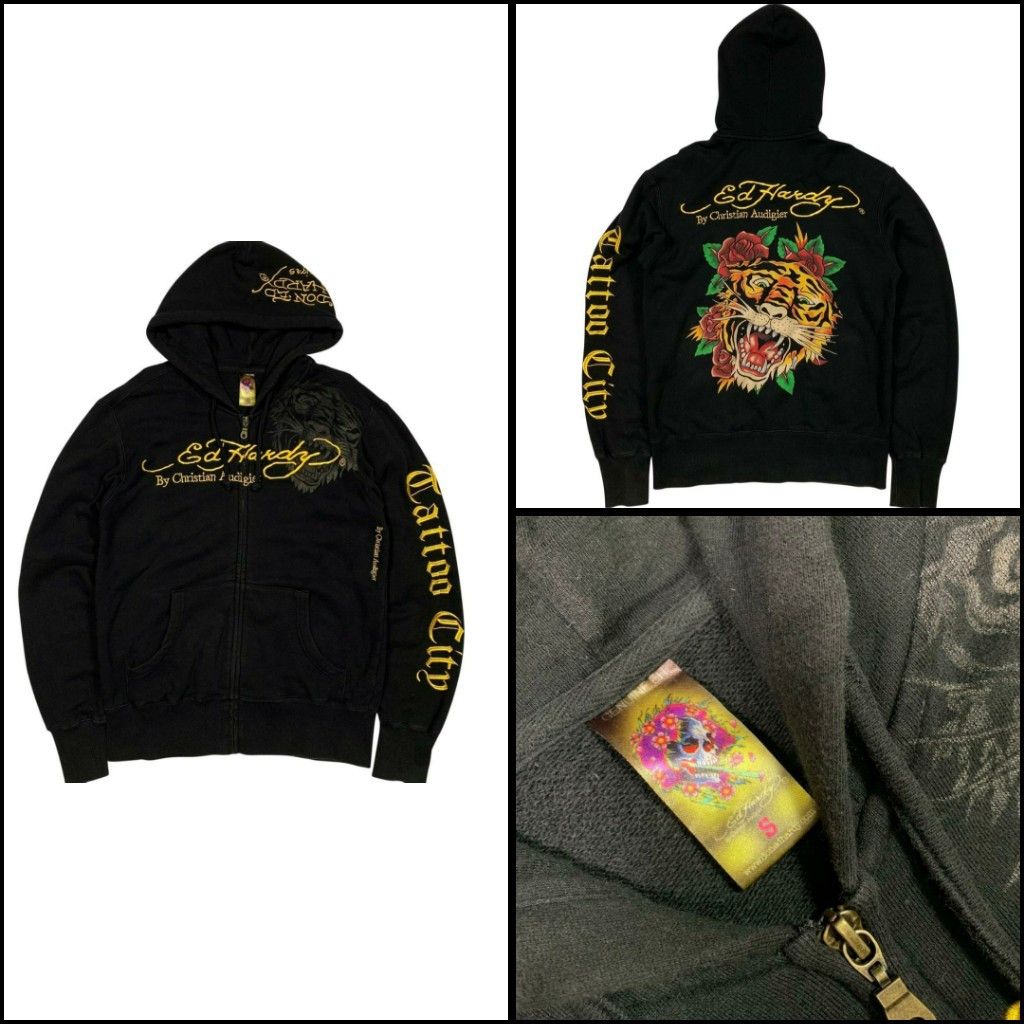 Ed Hardy Vintage ed hardy graphic zip up hoodie | Grailed