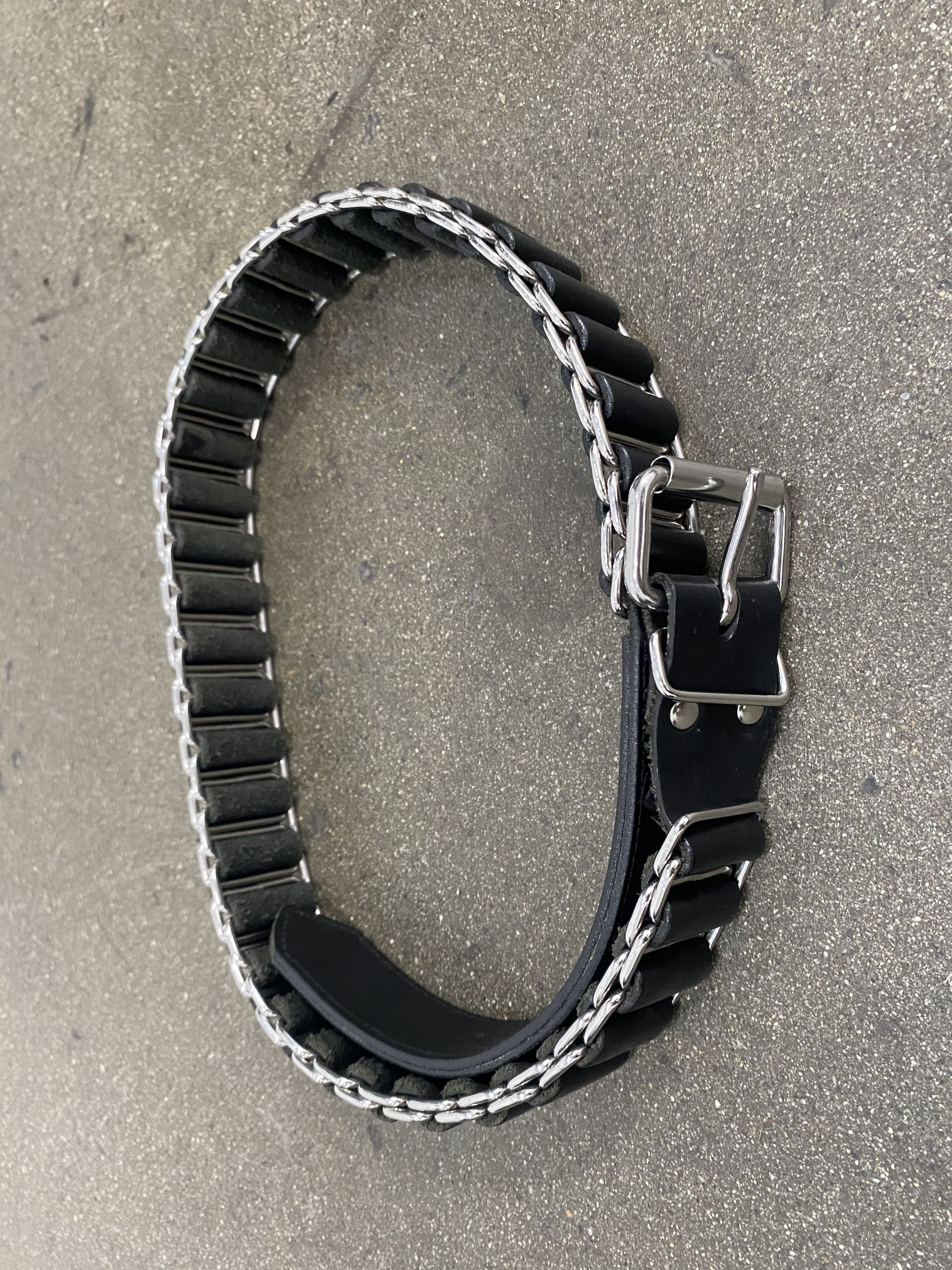 Leather Leather Metal Link Belt, Black | Grailed