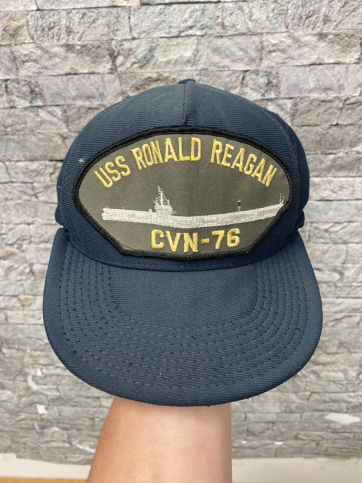Vintage Vintage 80s USS Ronald Reagan CVN 76 patch SnapBack hat rare ...