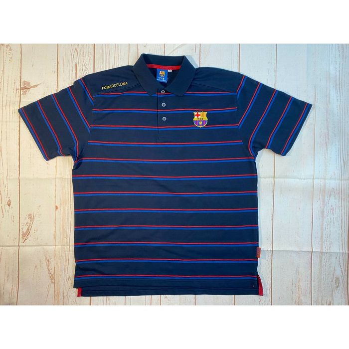 Vintage FCB soccer Football SS Shirt Polo Blue Barcelona Size Large ...