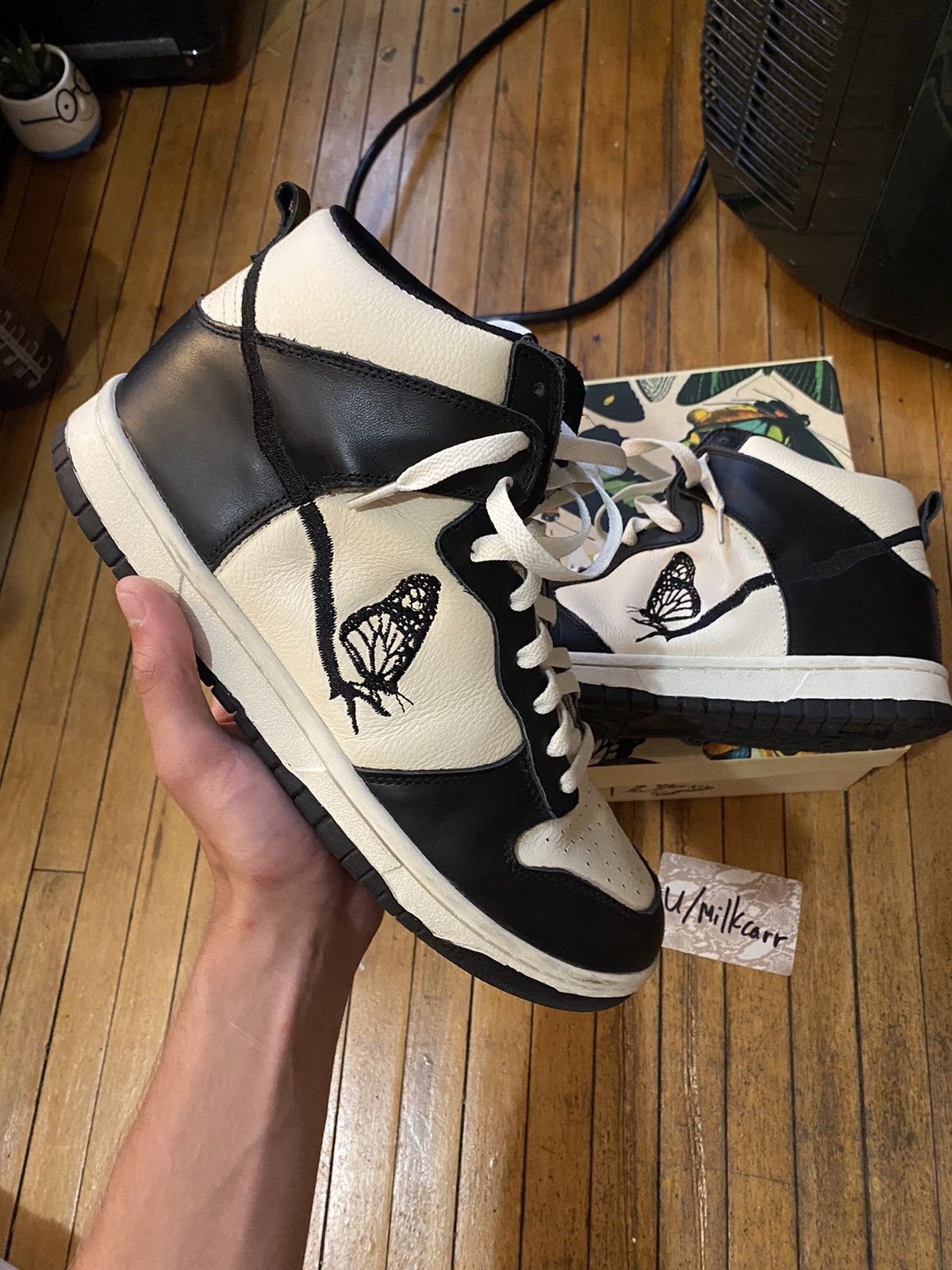 Amac × Nike AMAC Custom black white butterfly vintage dunk | Grailed