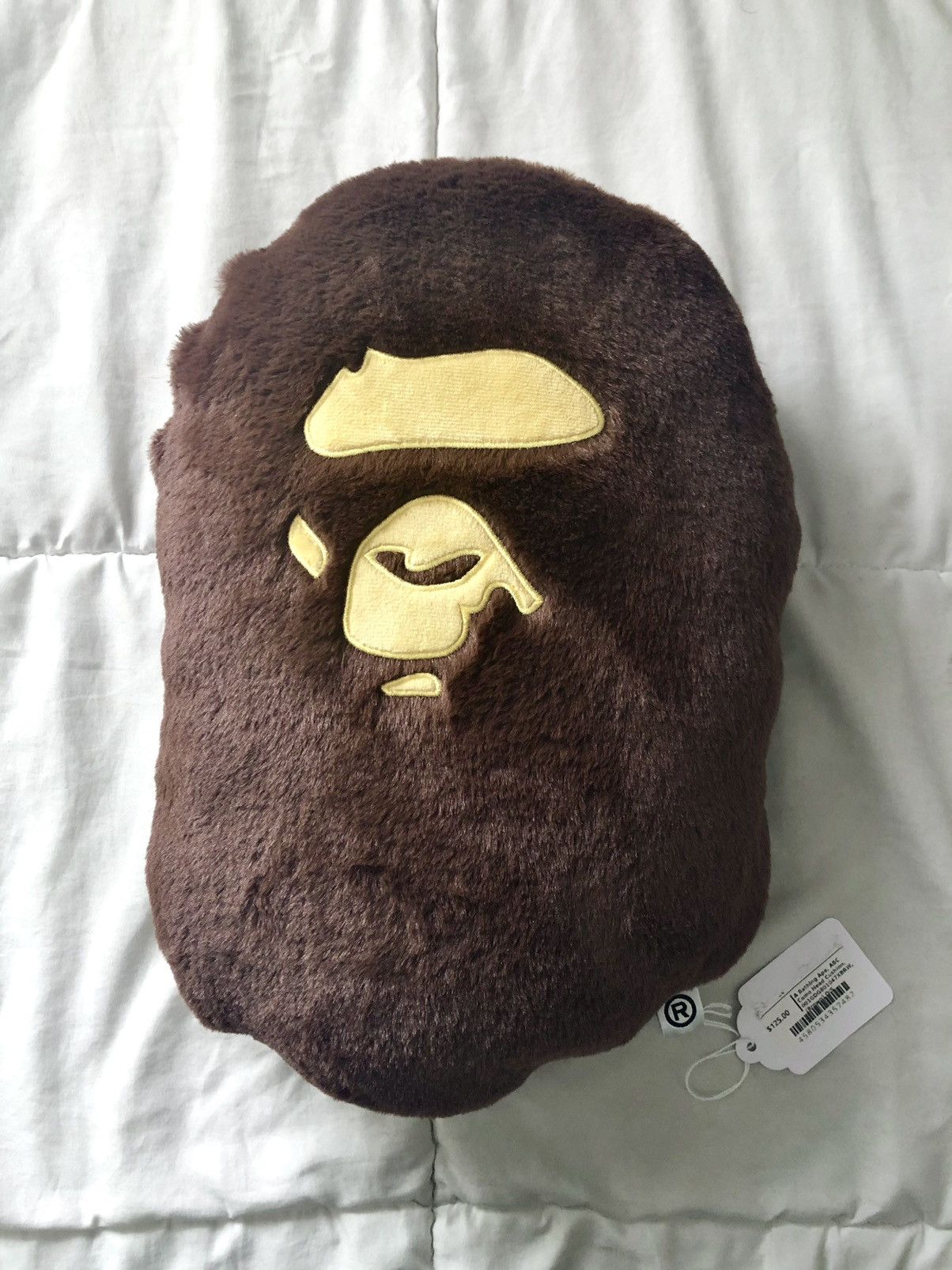 Bape A Bathing Ape Head Fur Cushion Pillow Bape Milo Plush Brown | Grailed