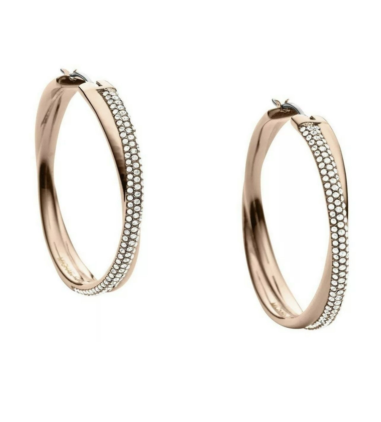 Michael Kors Michael kors CROSSOVER PAVE CRYSTAL ROSEGOLD HOOPS | Grailed